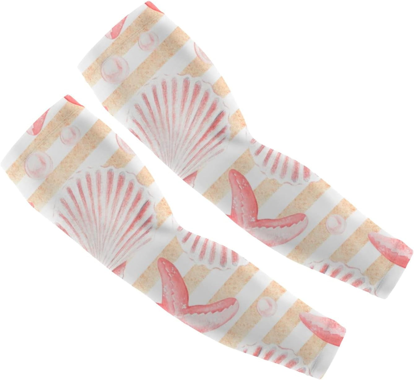 FREEAMG Arm Sleeves Seashells and Starfish Striped Watercolor for Men ...