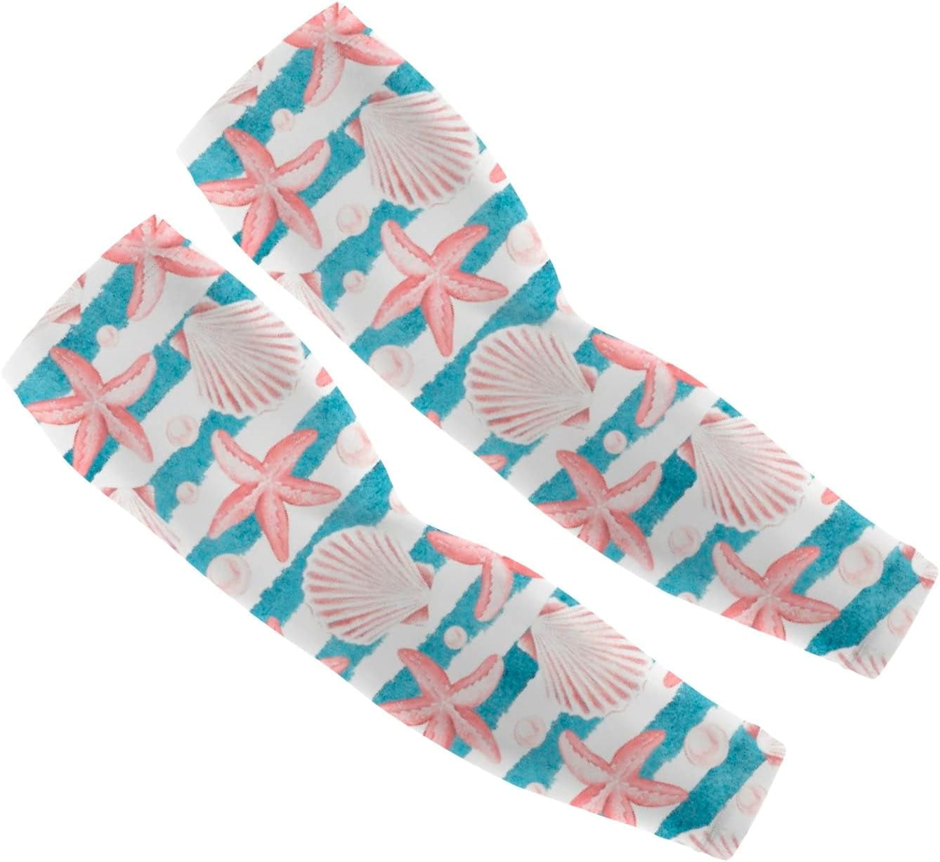 FREEAMG Arm Sleeves Seashells and Starfish on a Striped. for Men Women ...