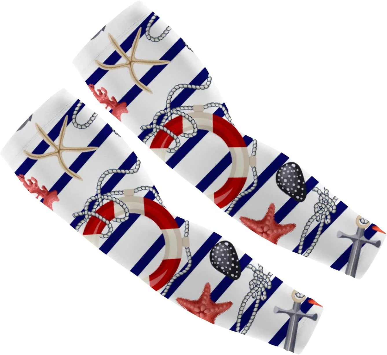 FREEAMG Arm Sleeves Starfishes Anchors Shells Lifebuoy for Men Women ...