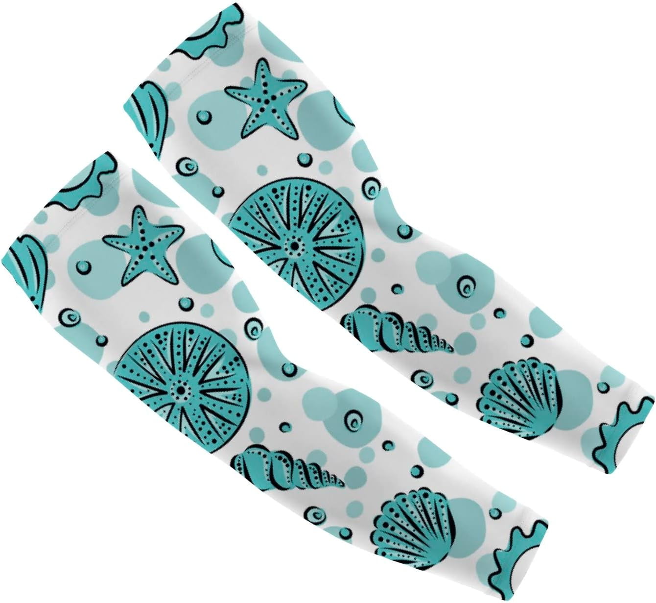 FREEAMG Arm Sleeves Starfishes Seashells in White Light Blue Tones for ...