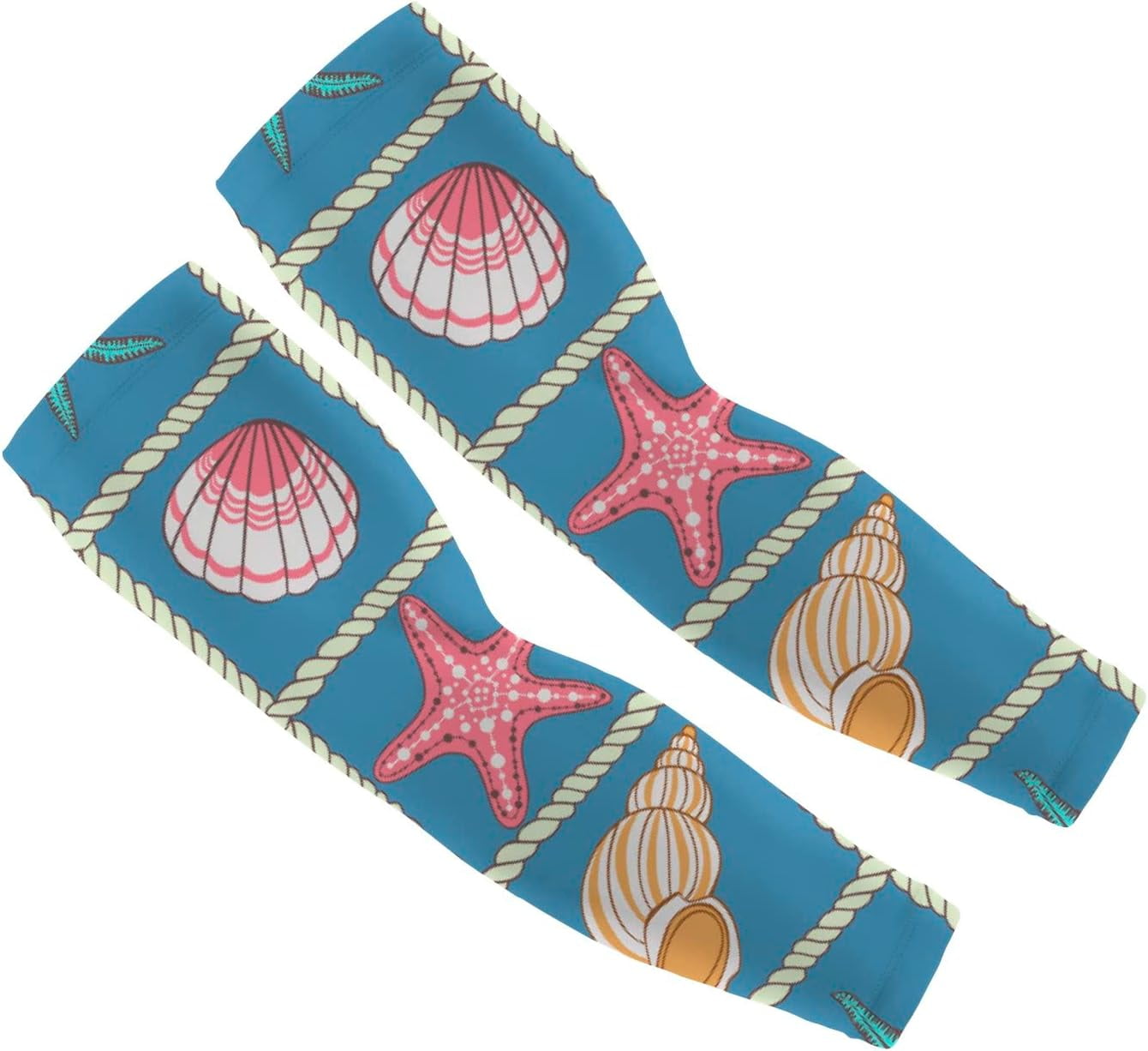 FREEAMG Arm Sleeves Summer Ropes Starfish and Seashells for Men Women ...