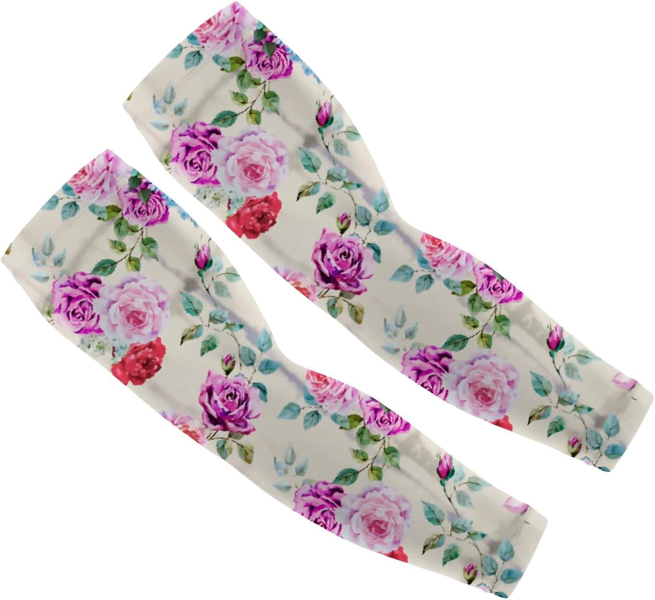 FREEAMG Arm Sleeves Watercolor Flower Pattern on Cream for Men Women ...