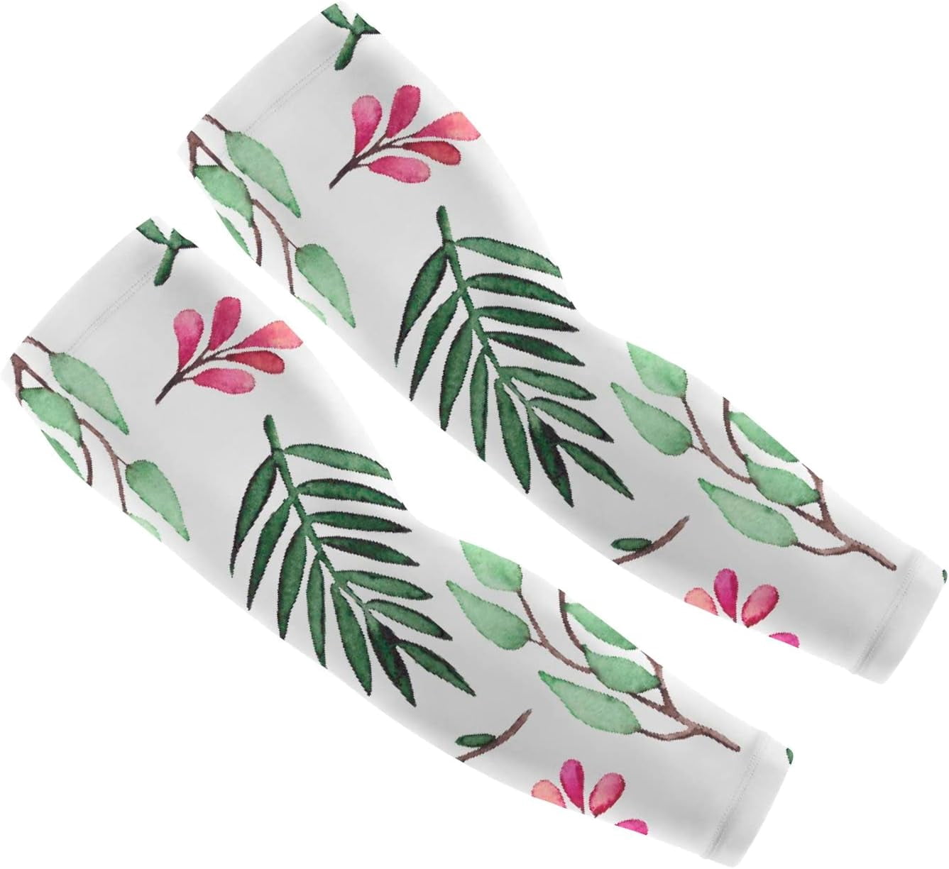 FREEAMG Arm Sleeves Watercolor Green Ferns Pink Leaves for Men Women ...