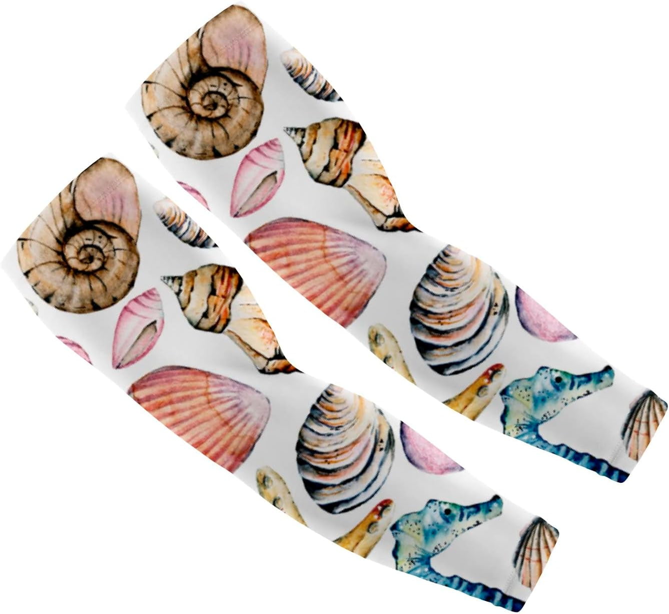 FREEAMG Arm Sleeves Watercolor Seahorse Starfish Shells for Men Women ...