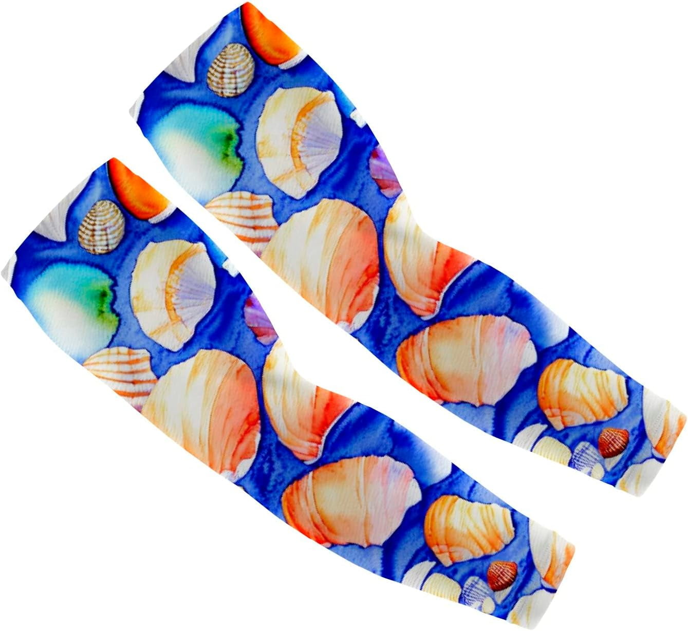 FREEAMG Arm Sleeves Watercolor Seashells on Blue Background for Men ...