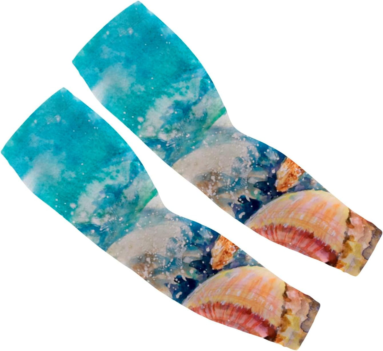 FREEAMG Arm Sleeves Watercolor Summer Beach Seashells Sea Star for Men ...