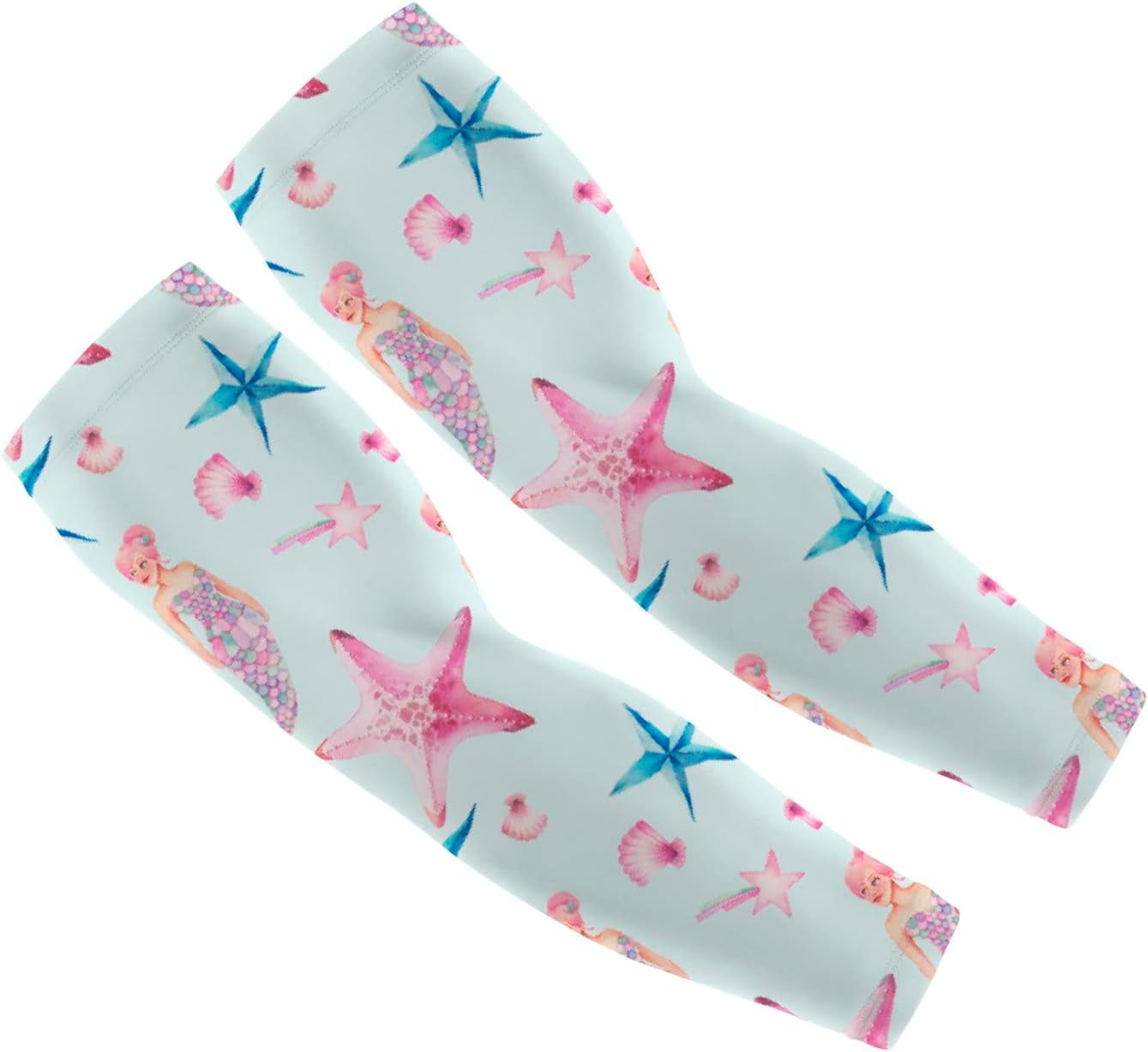 FREEAMG Arm Sleeves Watercolor Underwater Mermaid Shell Sea Stars for ...