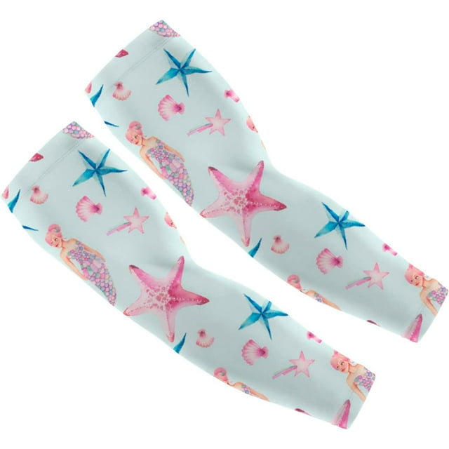FREEAMG Arm Sleeves Watercolor Underwater Mermaid Shell Sea Stars for ...