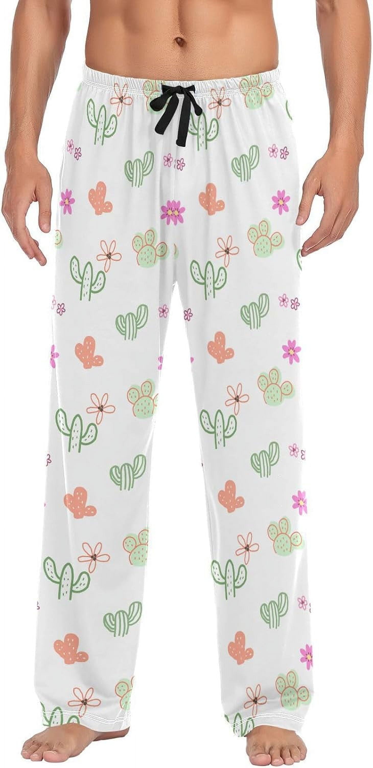 FREEAMG Art Cactus and Flower Pajama Pants for Men, Men's Separate ...