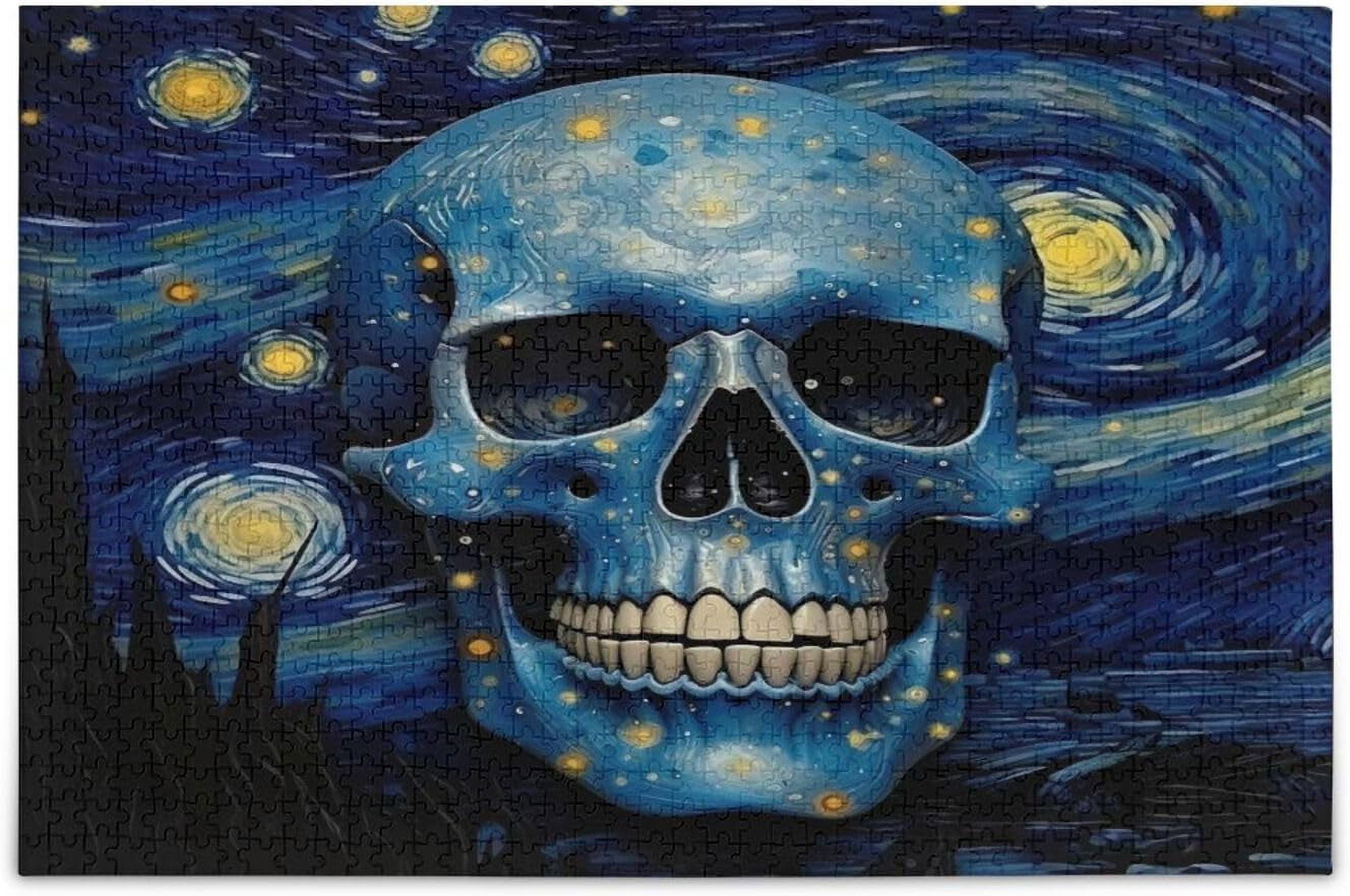 FREEAMG Art Starry Sky Skull 1000 Piece Puzzle for Adults, Children ...
