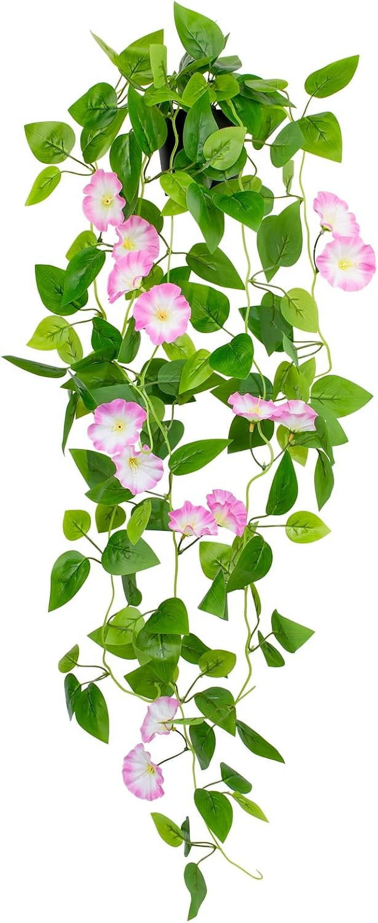 FREEAMG Articial Pothos Potted Pink Silk Peta Flowers, Small Fake ...