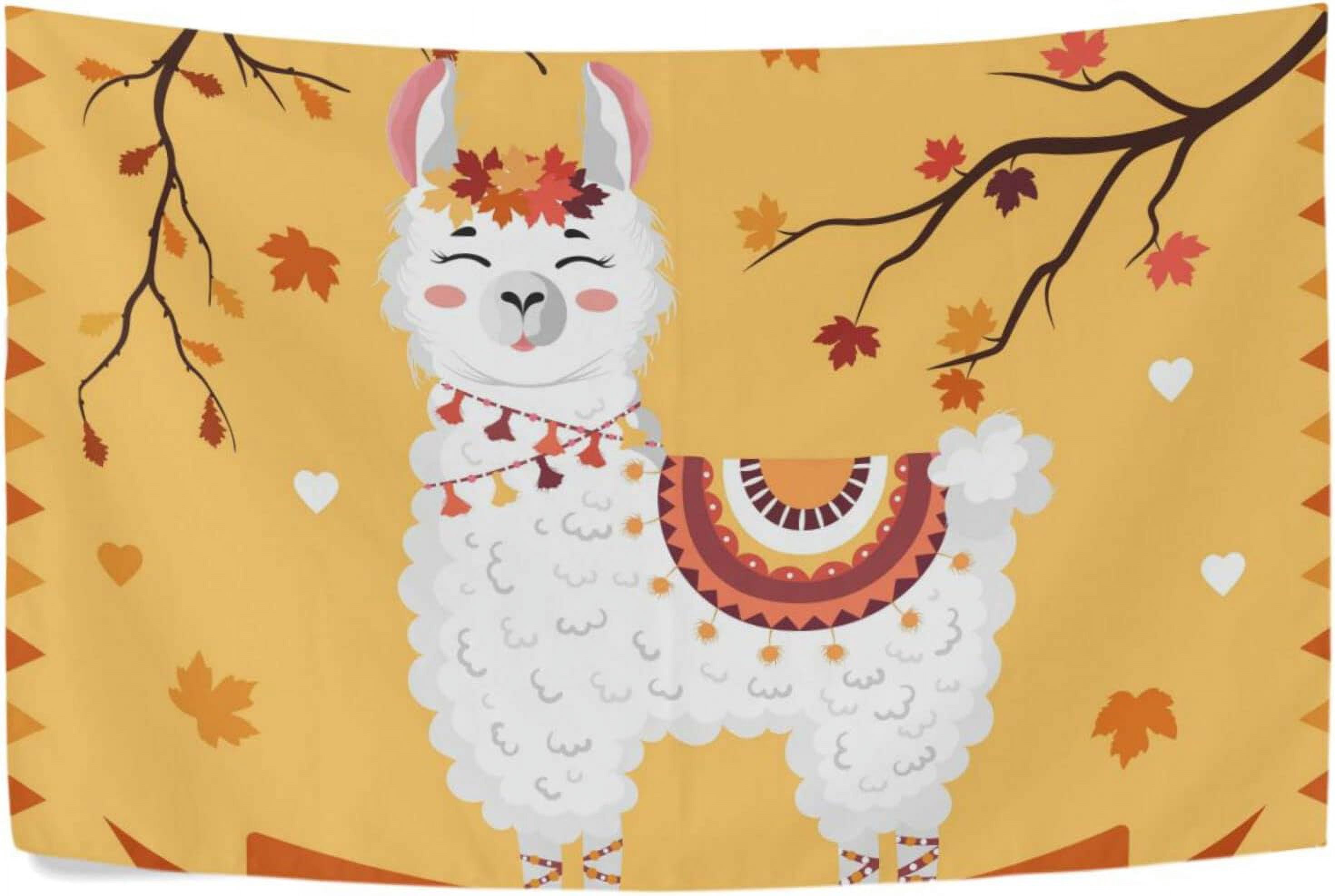 FREEAMG Autumn Llama Alpaca Tapestries Wall Hanging Bedding Tapestry ...