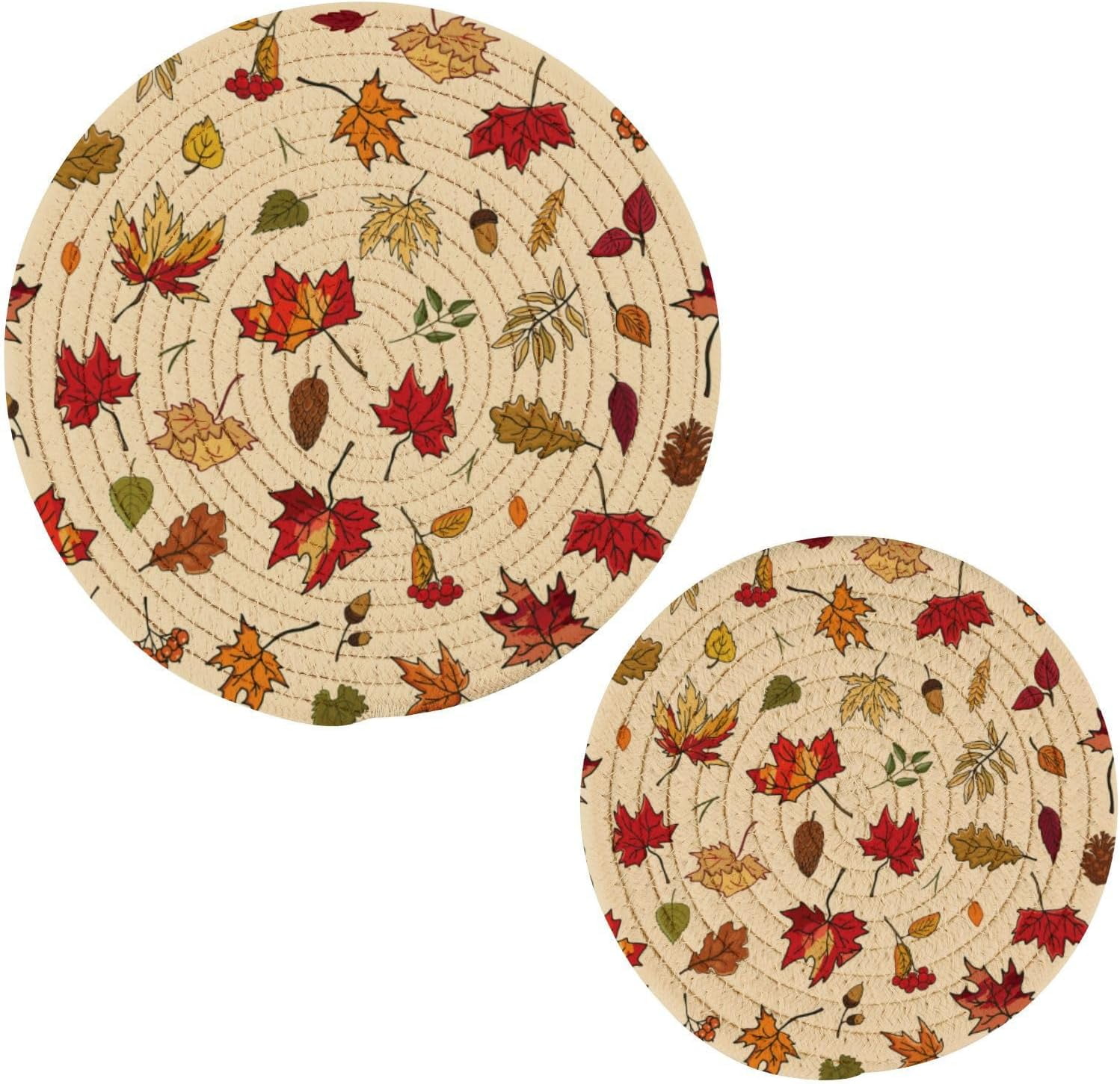 FREEAMG Autumn Maple Leaf Pot Holder Trivets Set of 2, Heat Resistant ...