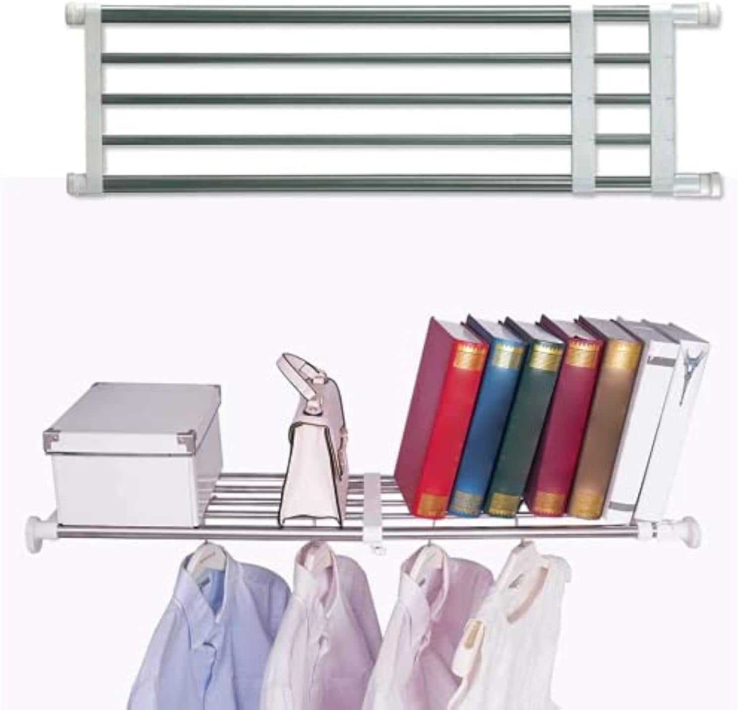FREEAMG BAOYO Closet Tension Shelf Rod Heavy Duty Wardrobe Organizer ...