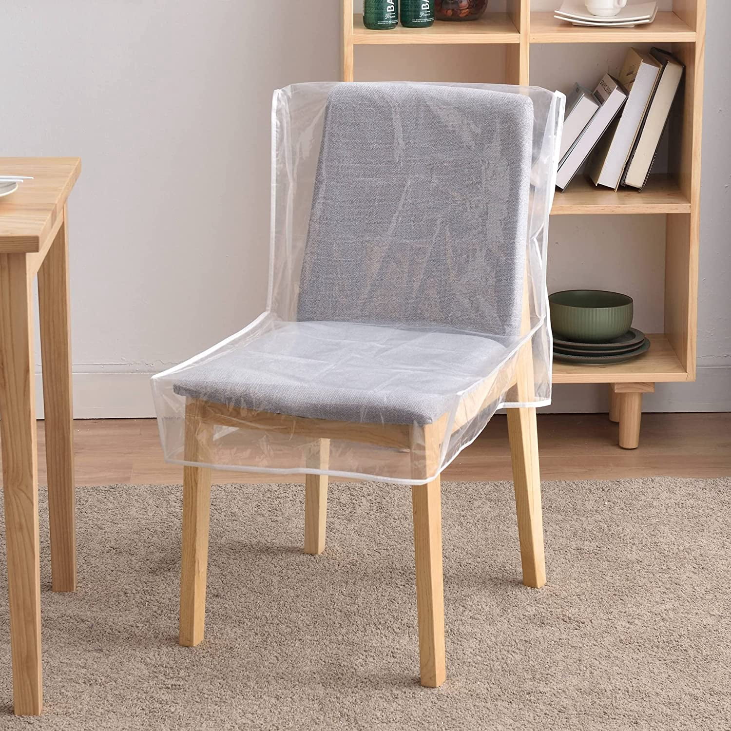 FREEAMG BIBEGER Plastic Chair Covers for Dining Room, Waterof PVC Clear ...