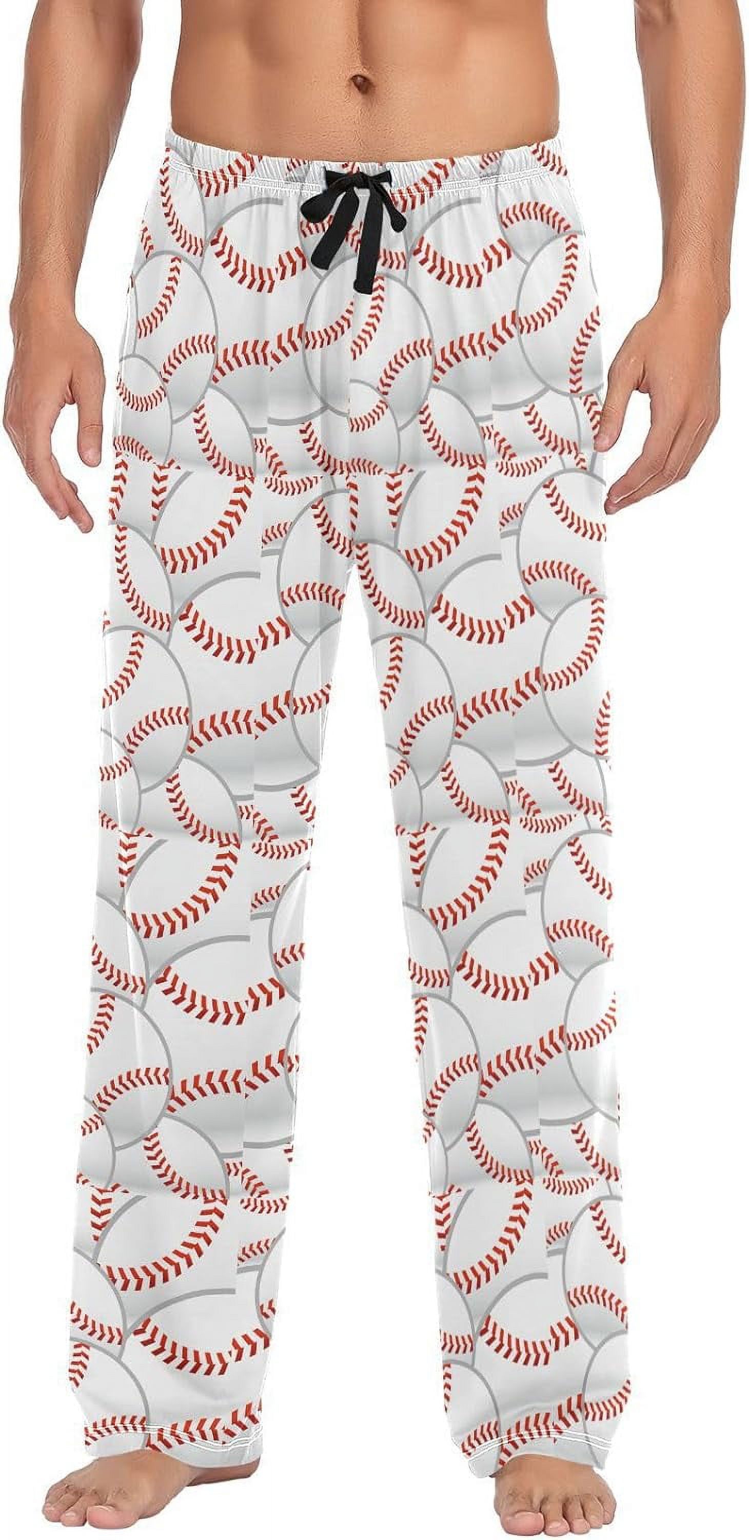 FREEAMG Baseball Pajama Pant for Men, Super Soft Lightweight Lounge Pajama Bottoms Drawstring ...