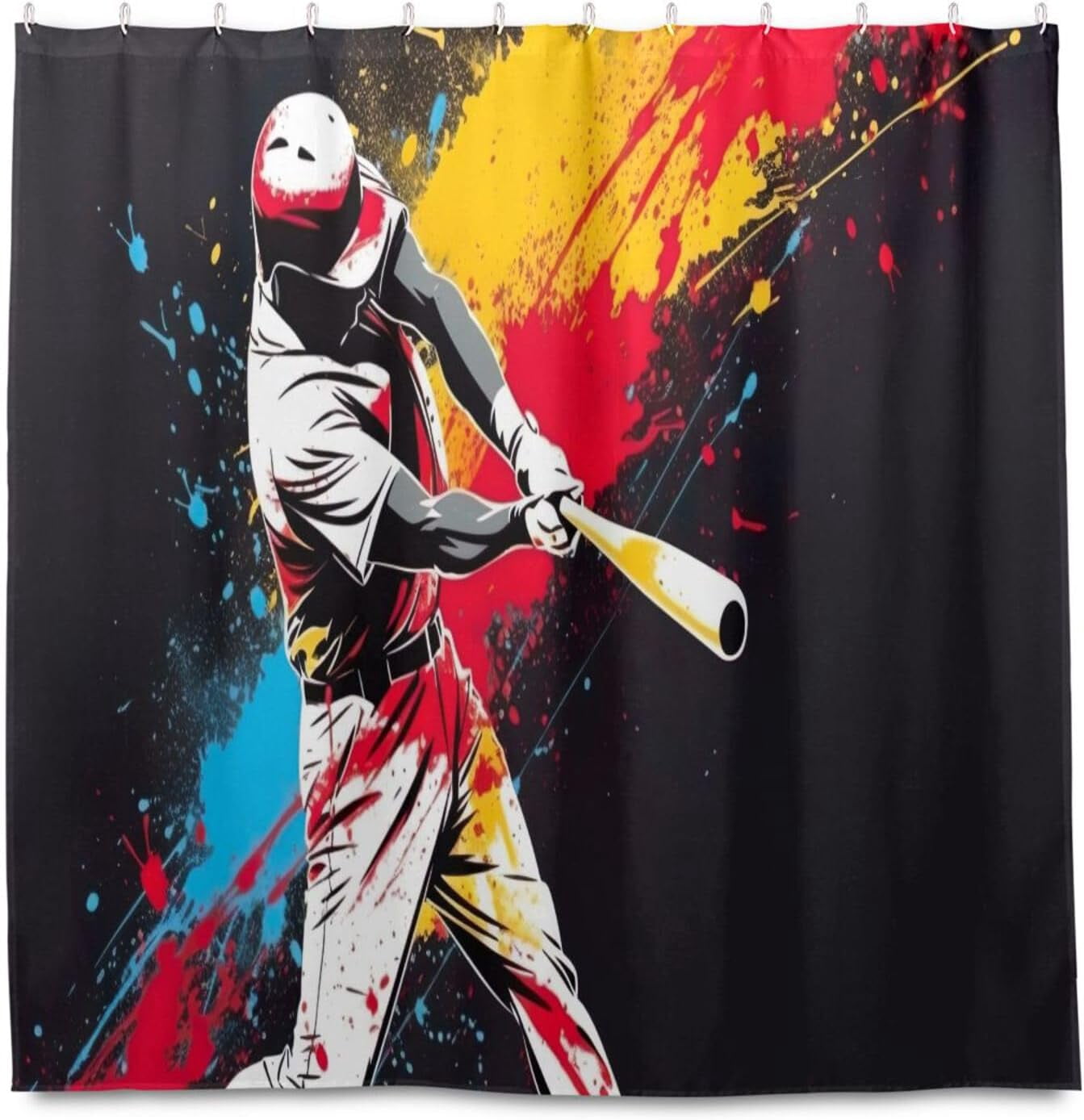 FREEAMG Baseball Player Shower Curtain - 72x72 Inch Waterproof Fabric ...
