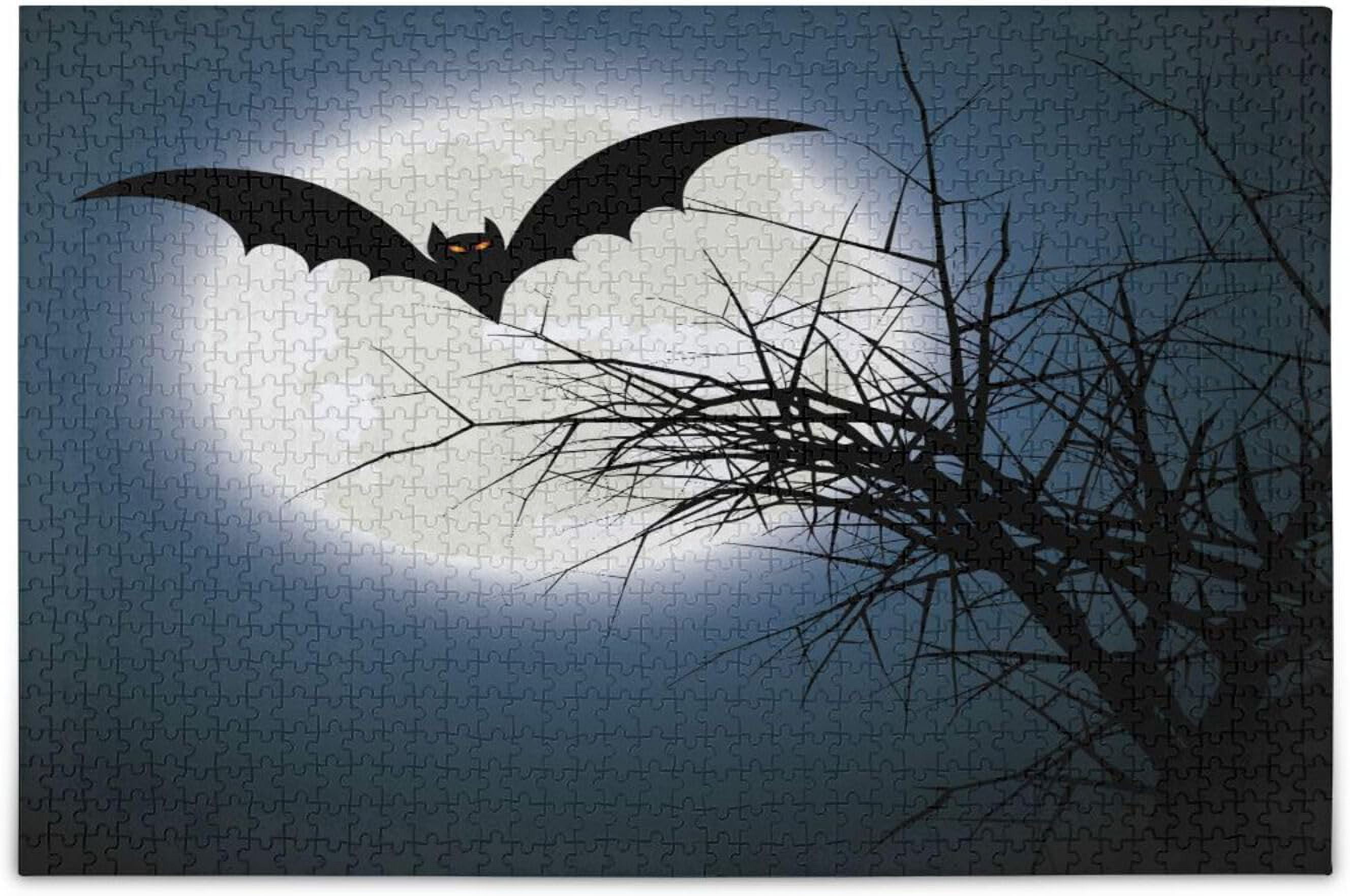 FREEAMG Bat Moon Halloween Jigsaw Puzzle 500 Pieces,Wooden Puzzles ...