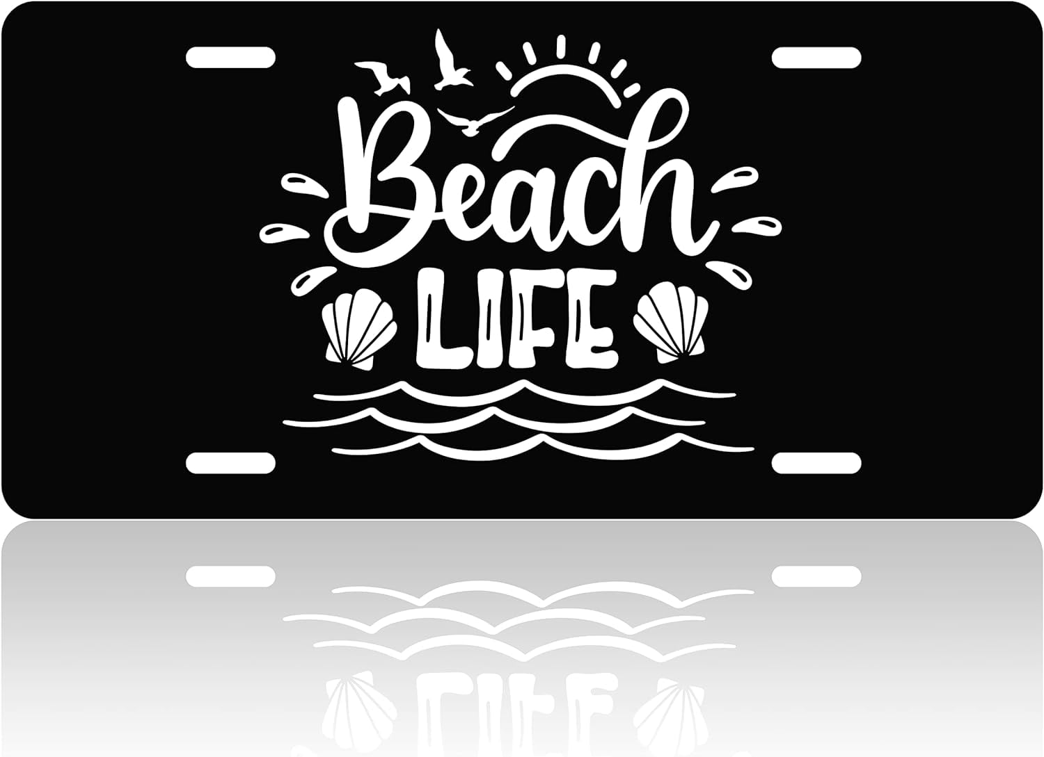 FREEAMG Beach Life License Plate Sun and Ocean Waves License Plate ...