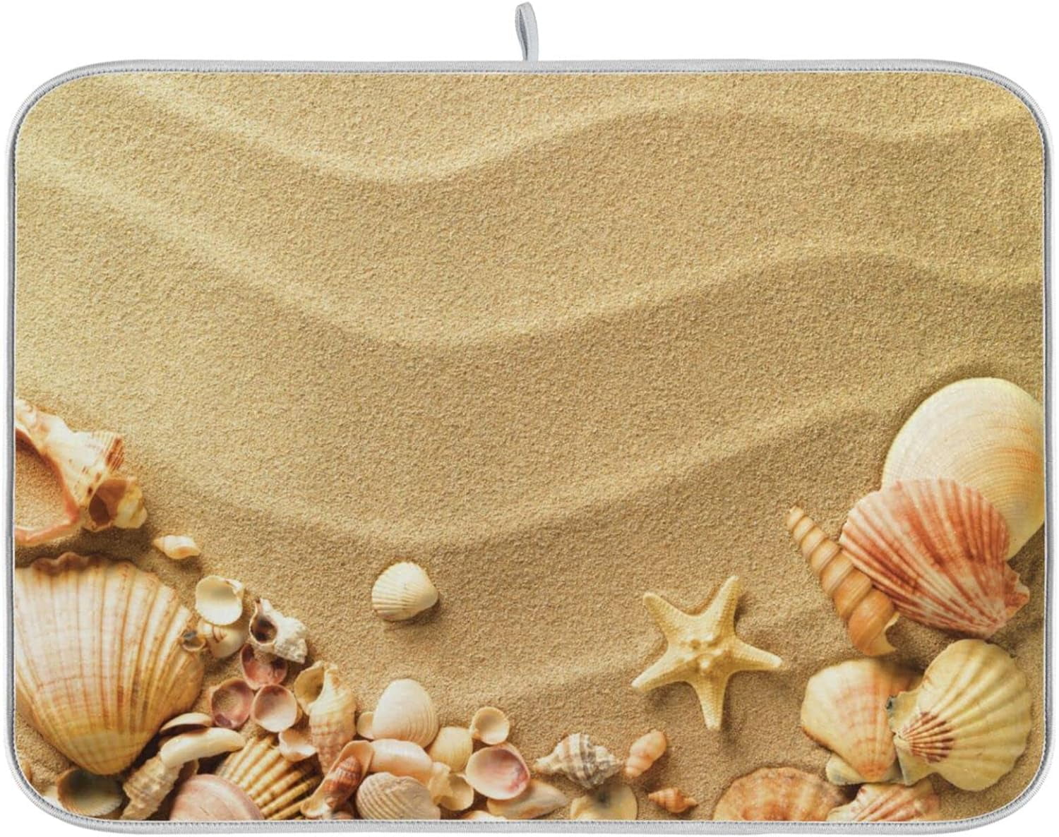 FREEAMG Beach Sand Shells Absorbent Dish Drying Mat Microfiber Kitchen ...