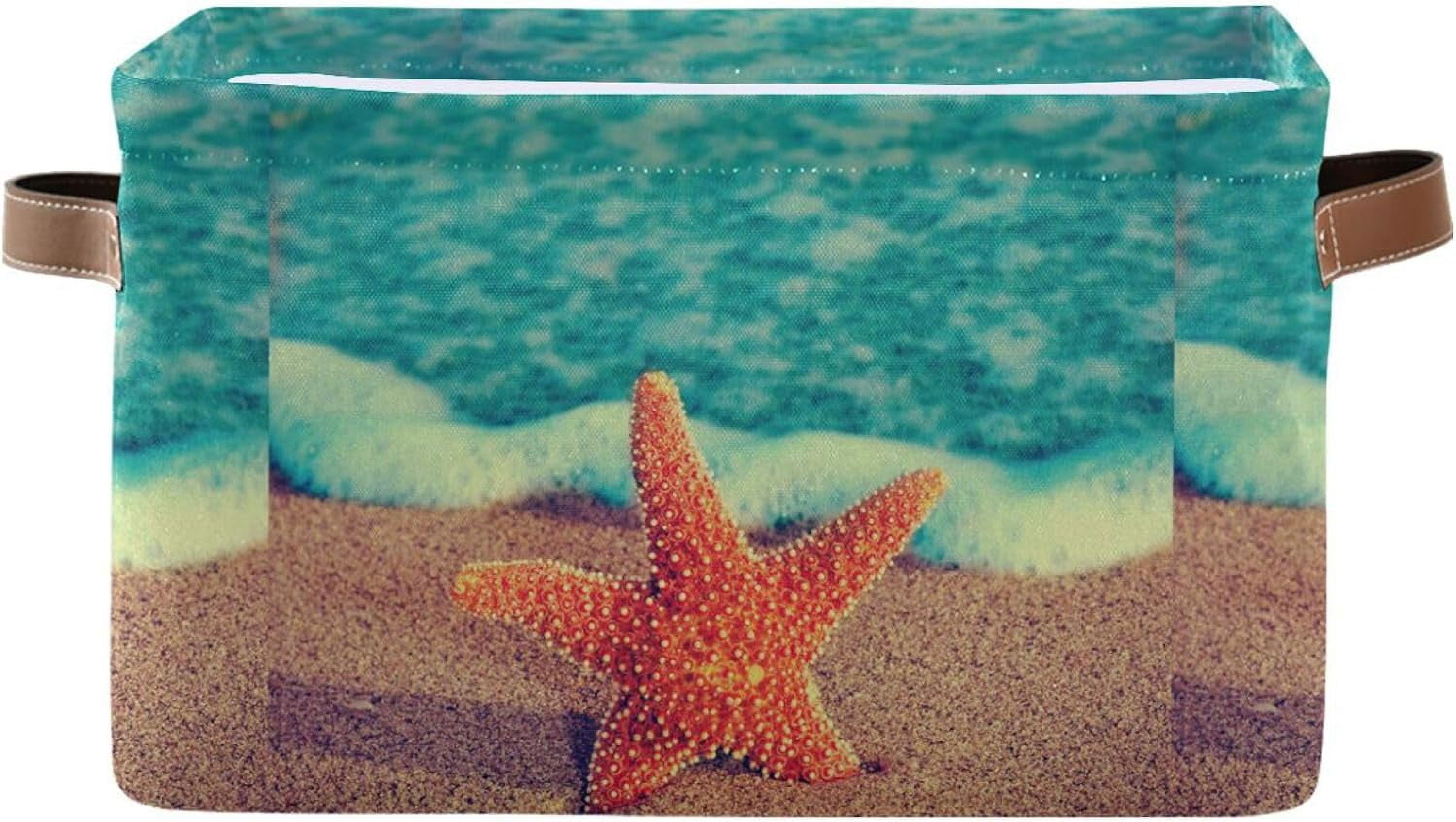 FREEAMG Beach Starfish Foldable Canvas Storage Bin, Sturdy Fabric ...