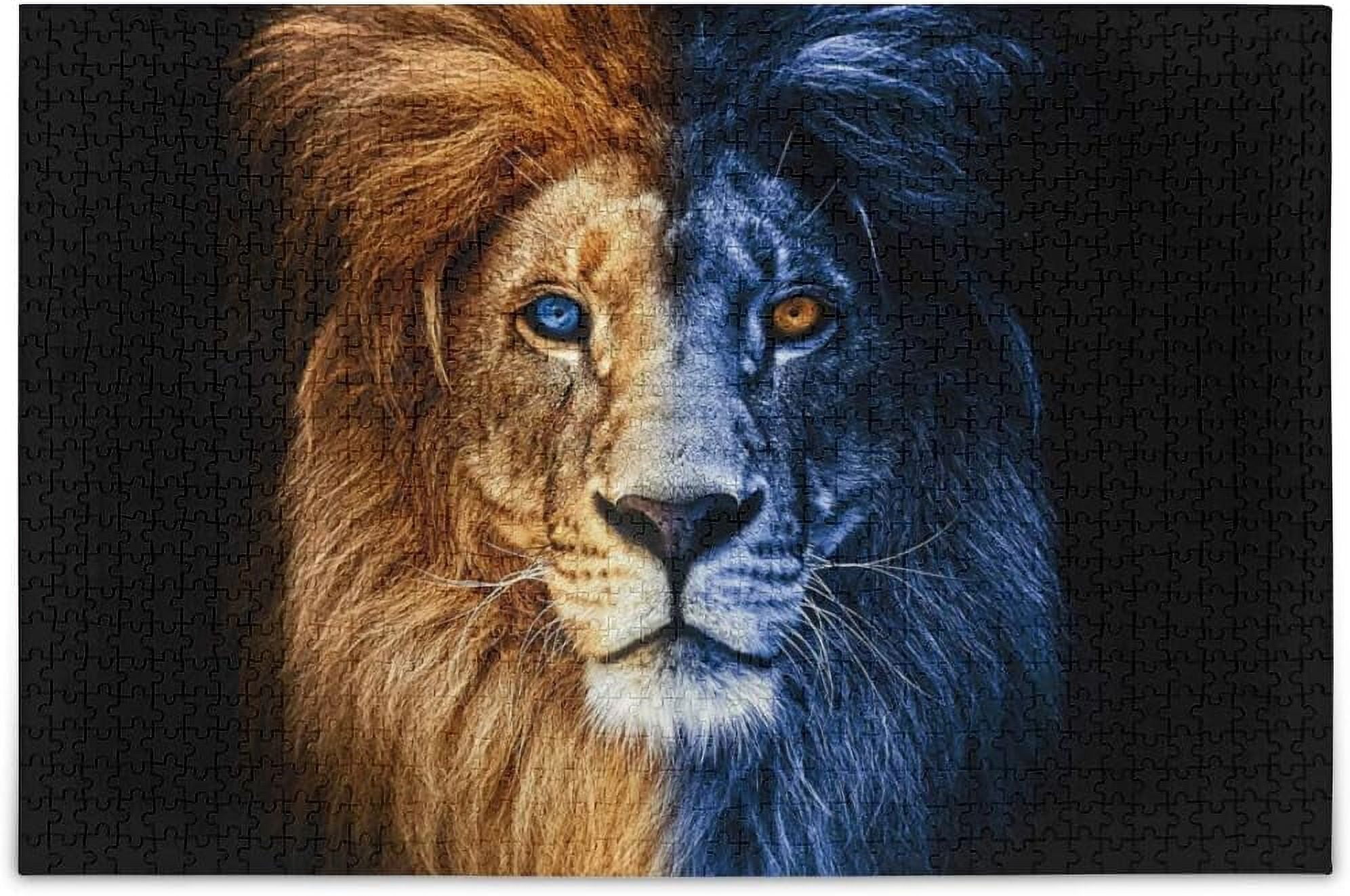 FREEAMG Beautiful Lion Portrait Wild Animal in Fire and Ice Design ...