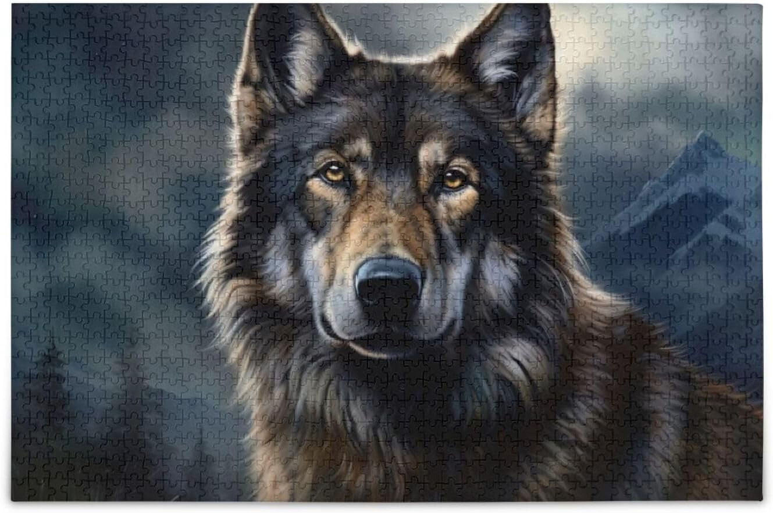 FREEAMG Beautiful Wolf Puzzle 1000 Pieces - Wooden Jigsaw Puzzles for ...