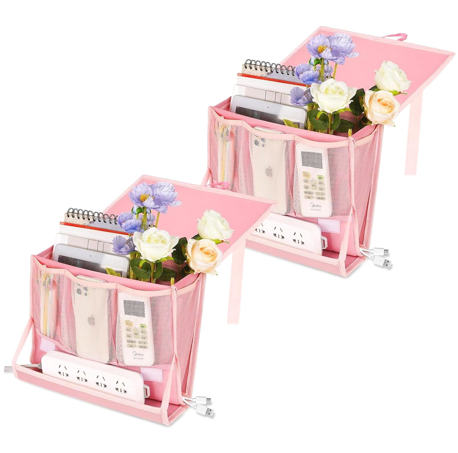 FREEAMG Bedside Storage Pouch Bedside Organizer with Power Strip ...