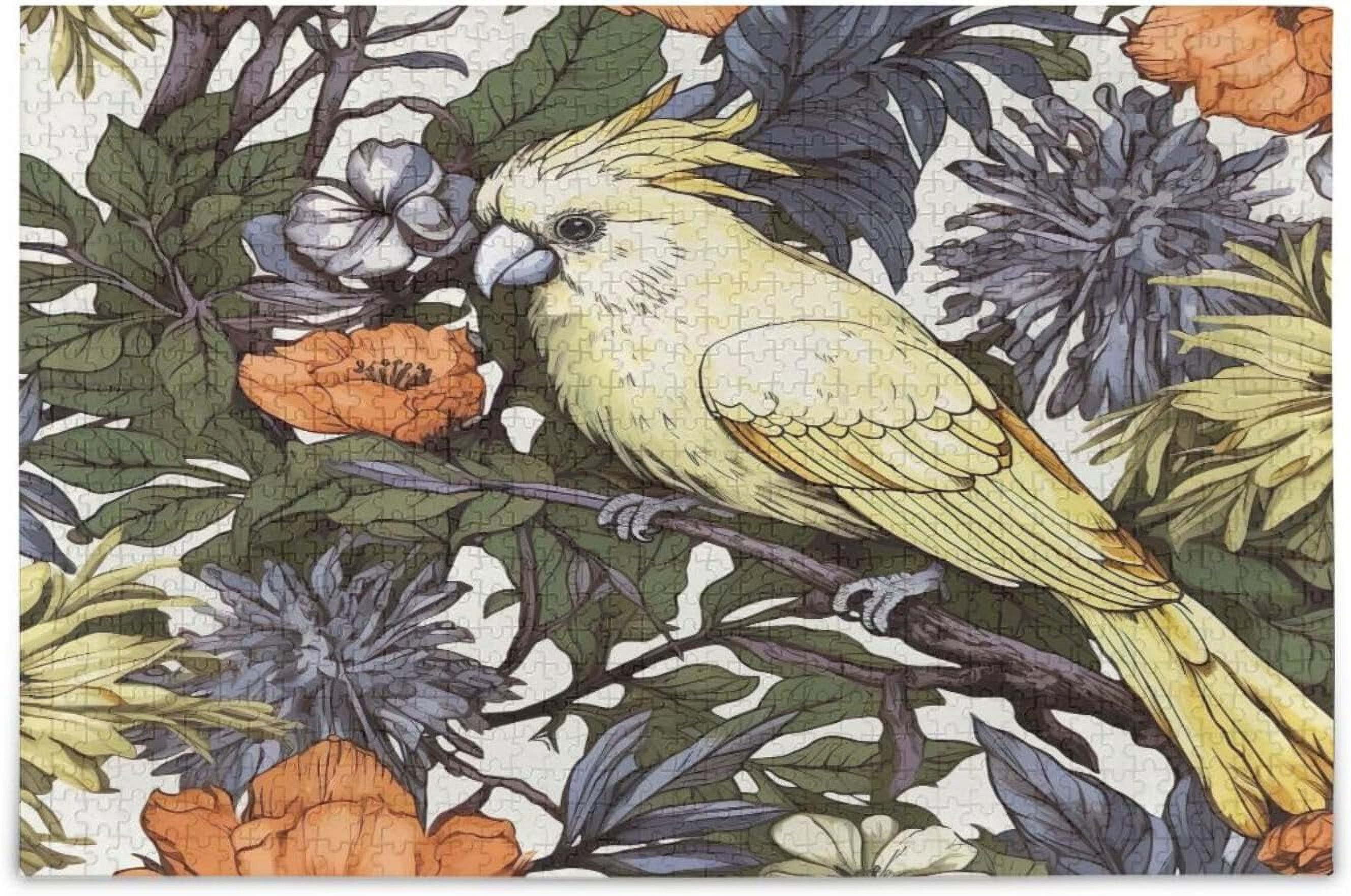 FREEAMG Bird and Flower Puzzle 1000 Pieces - Wooden Jigsaw Puzzles for ...