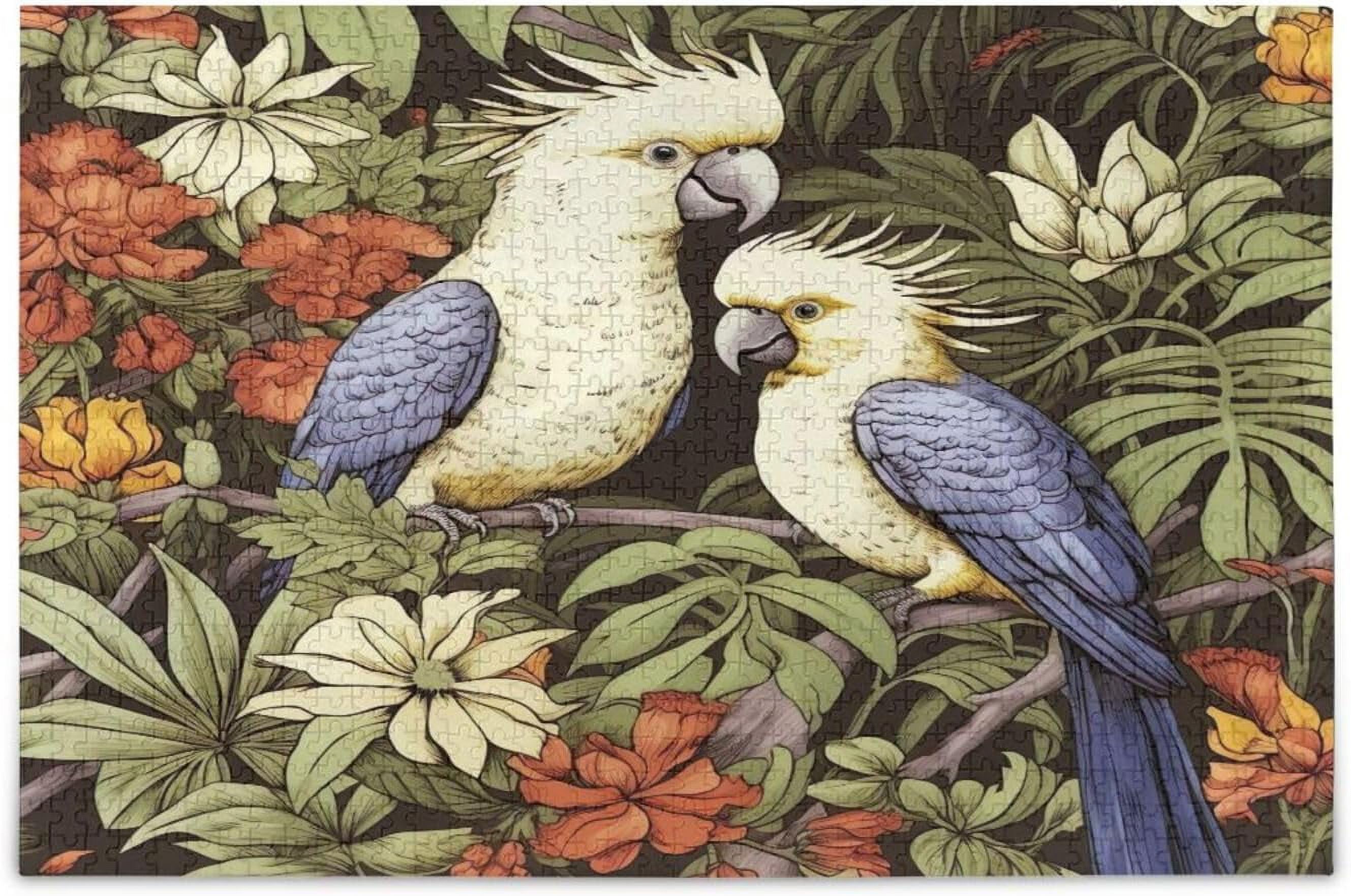 FREEAMG Bird and Flower Puzzle 1000 Pieces - Wooden Jigsaw Puzzles for ...