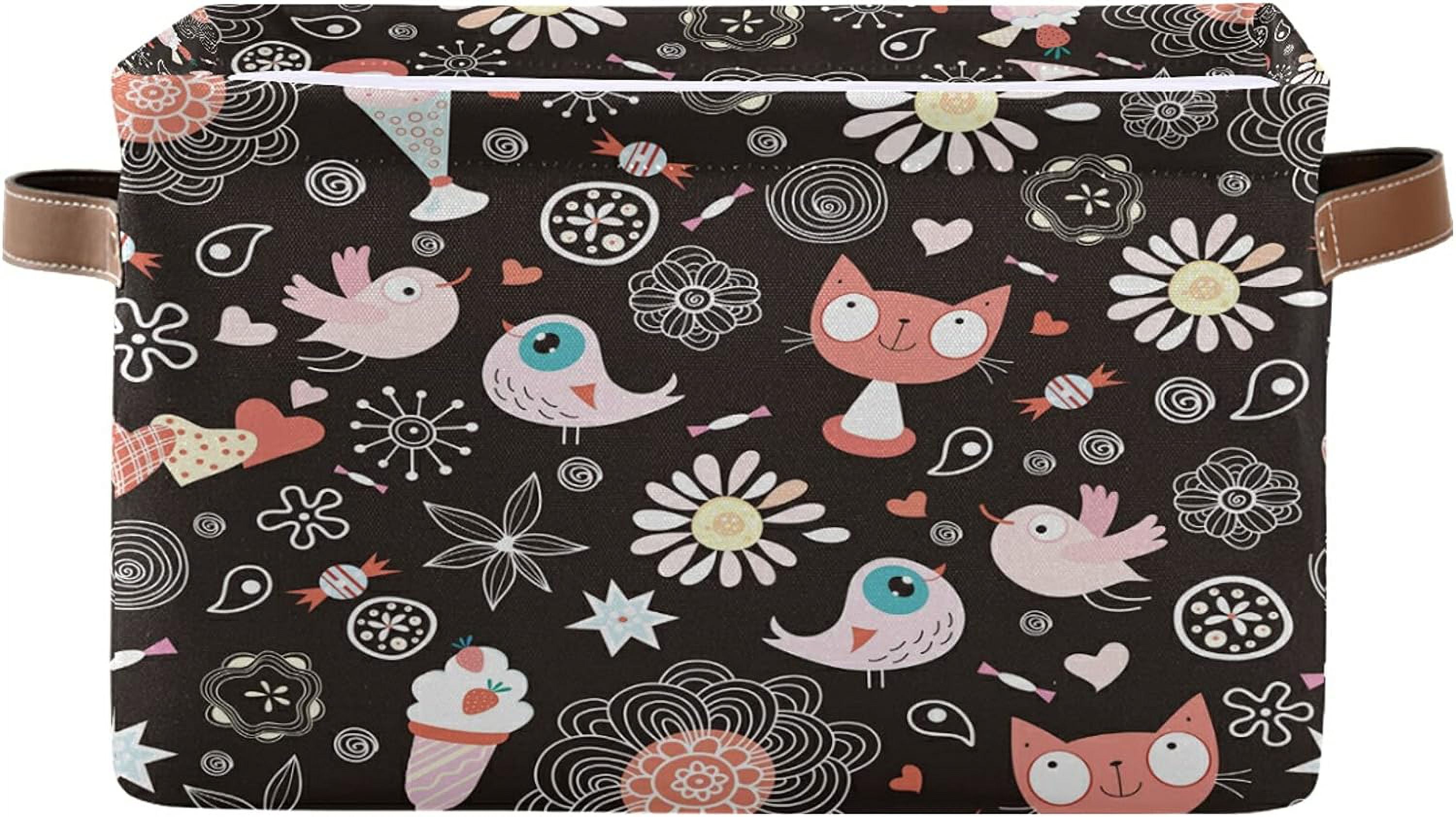 FREEAMG Birds Cat Storage Bin for Toy Storage Basket Dirty Clothes ...