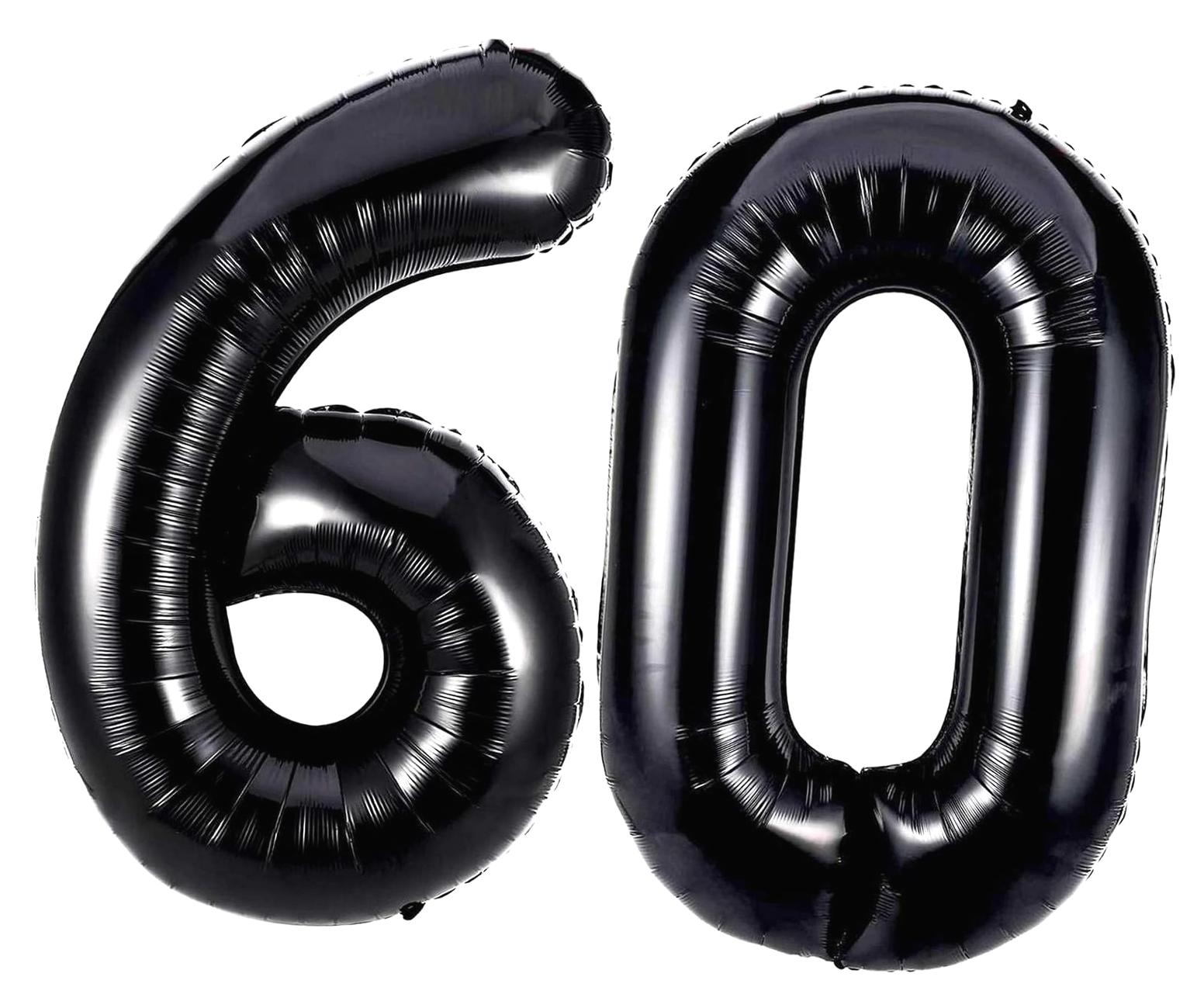 FREEAMG Black 60 Number Balloons, 40 Inch Large Foil Mylar Helium ...