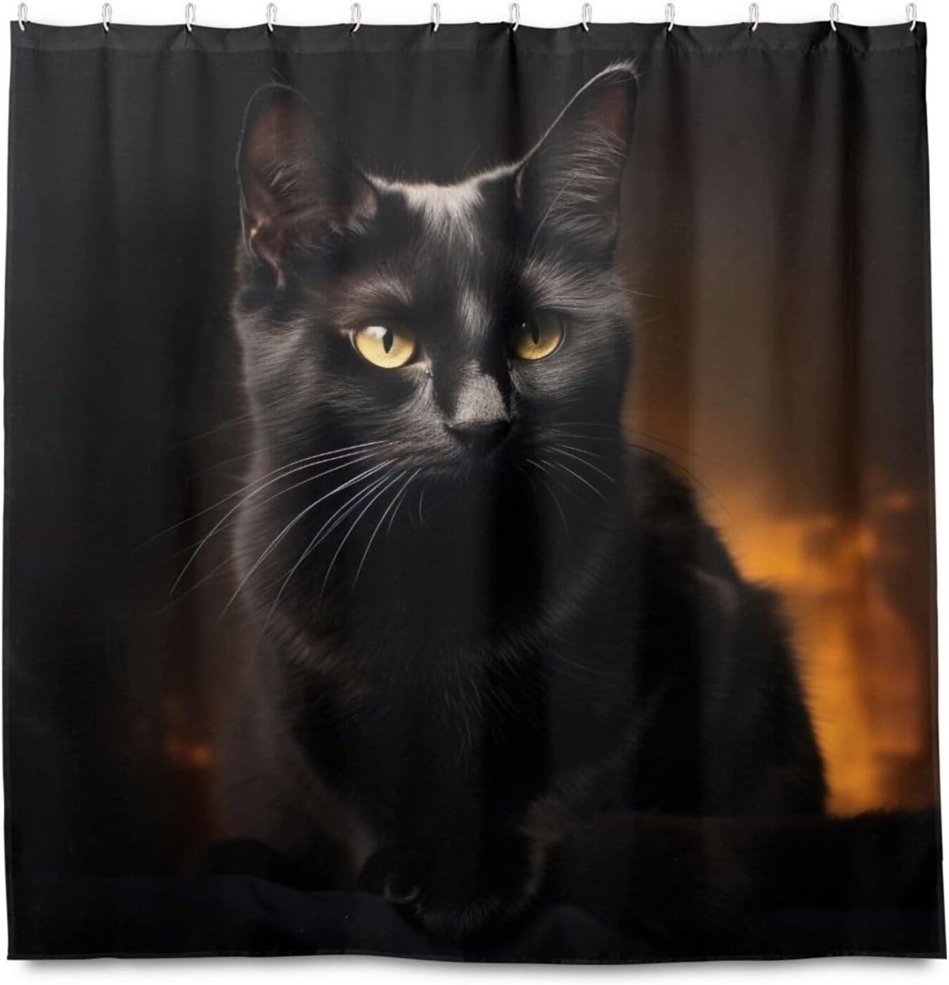 FREEAMG Black Cat Pattern Shower Curtain - 72x72 Inch Waterproof Fabric ...