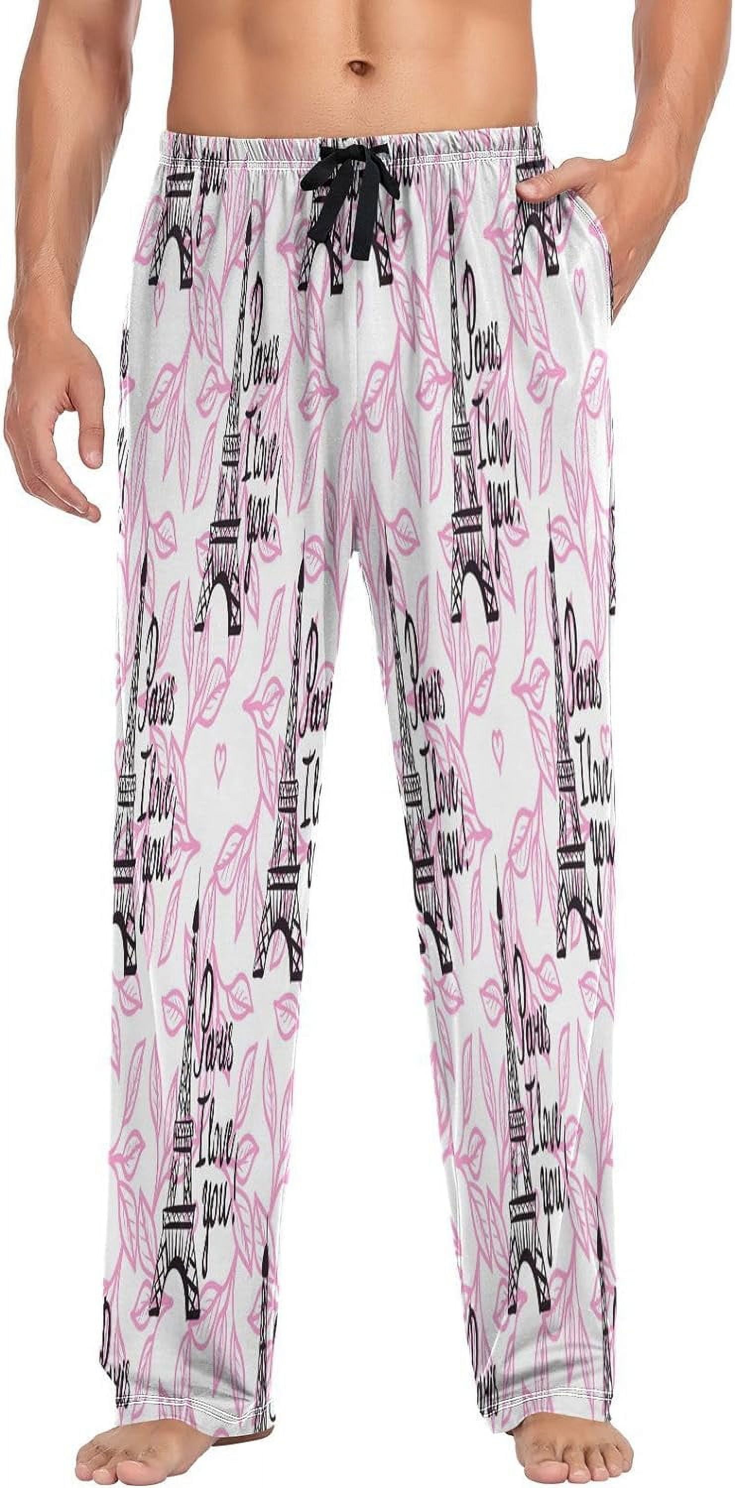 FREEAMG Black Eiffel Tower Pajama Pants for Men, Men's Separate Bottoms ...