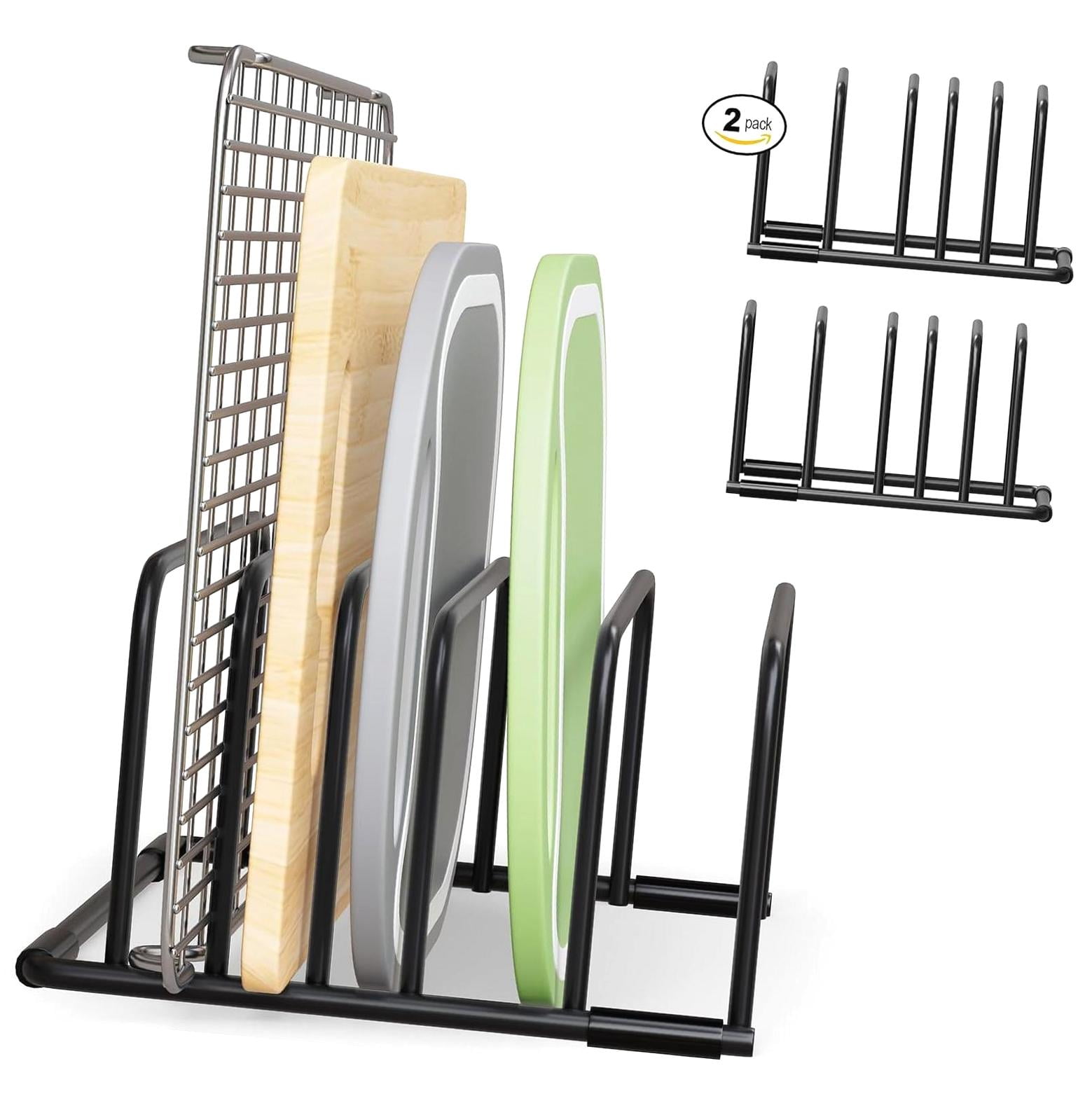 FREEAMG Black Metal Cutting Board Storage Rack - Versatile Stand for ...