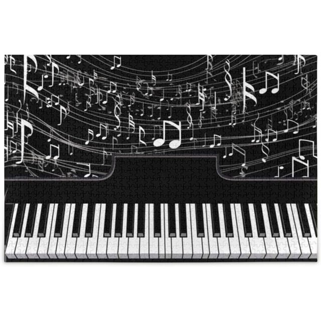 FREEAMG Black Piano Notes Jigsaw Puzzles for Adults or Kids 1000 Piece ...