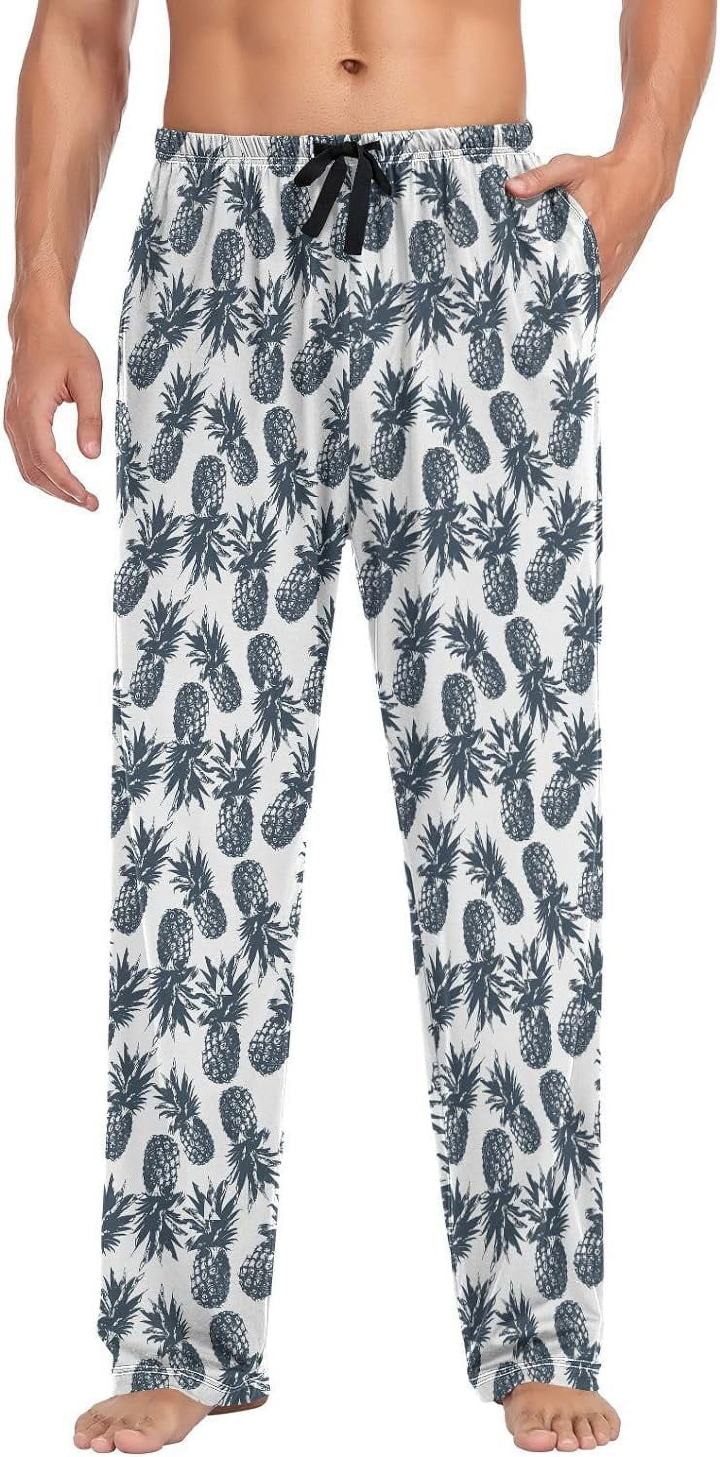 FREEAMG Black Pineapple Pajama Pants for Men, Men's Separate Bottoms ...