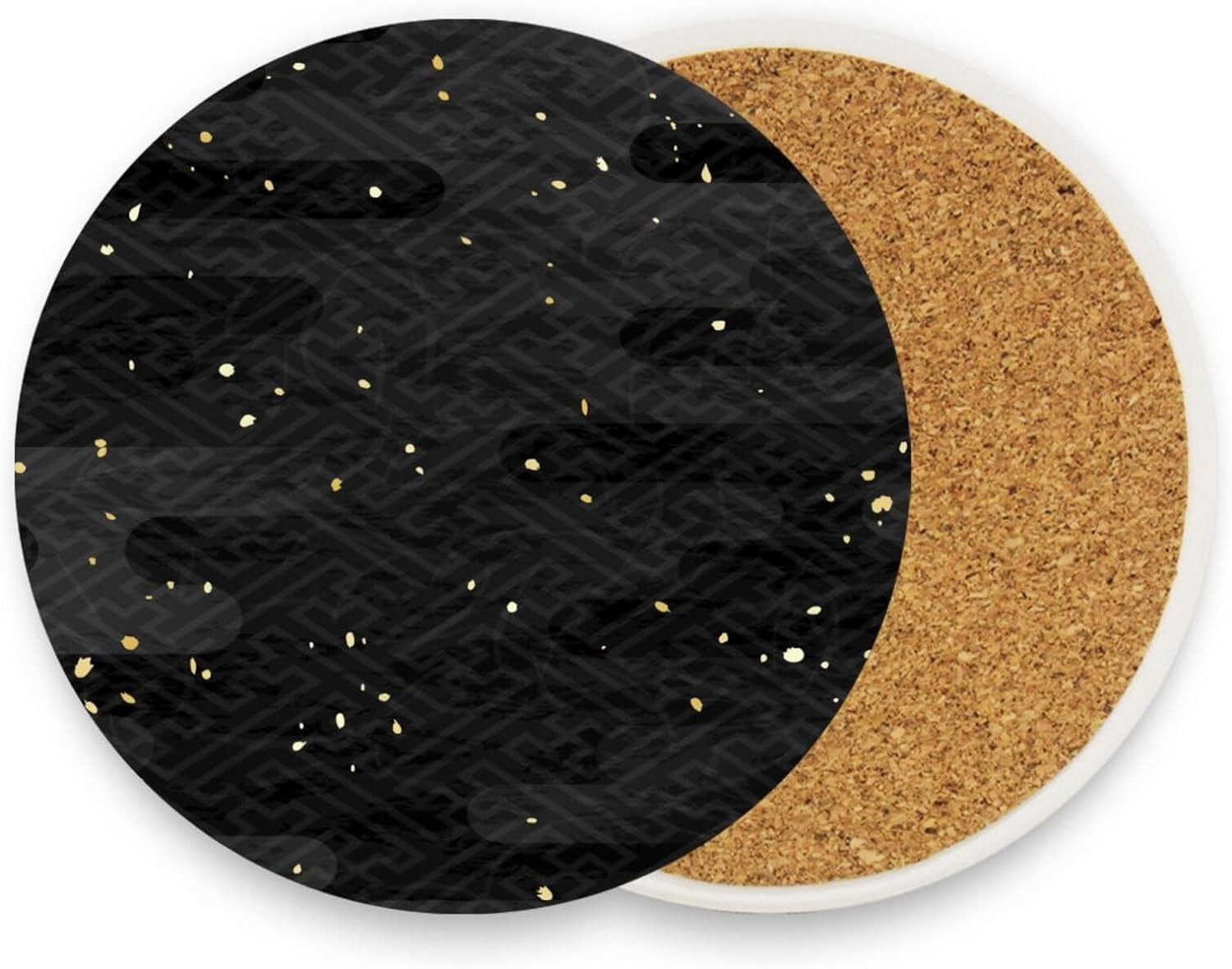 FREEAMG Black Texture Coasters for Drinks Set of 2, Absorbent Ceramic ...