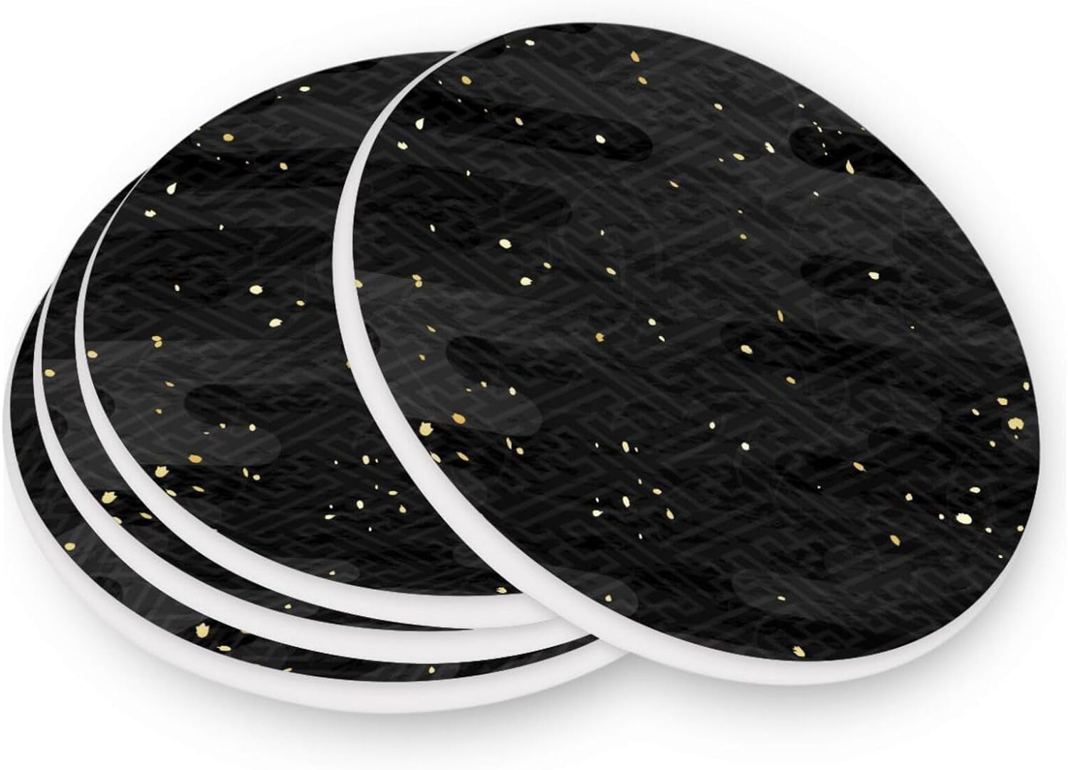 FREEAMG Black Texture Coasters for Drinks Set of 4, Absorbent Ceramic ...