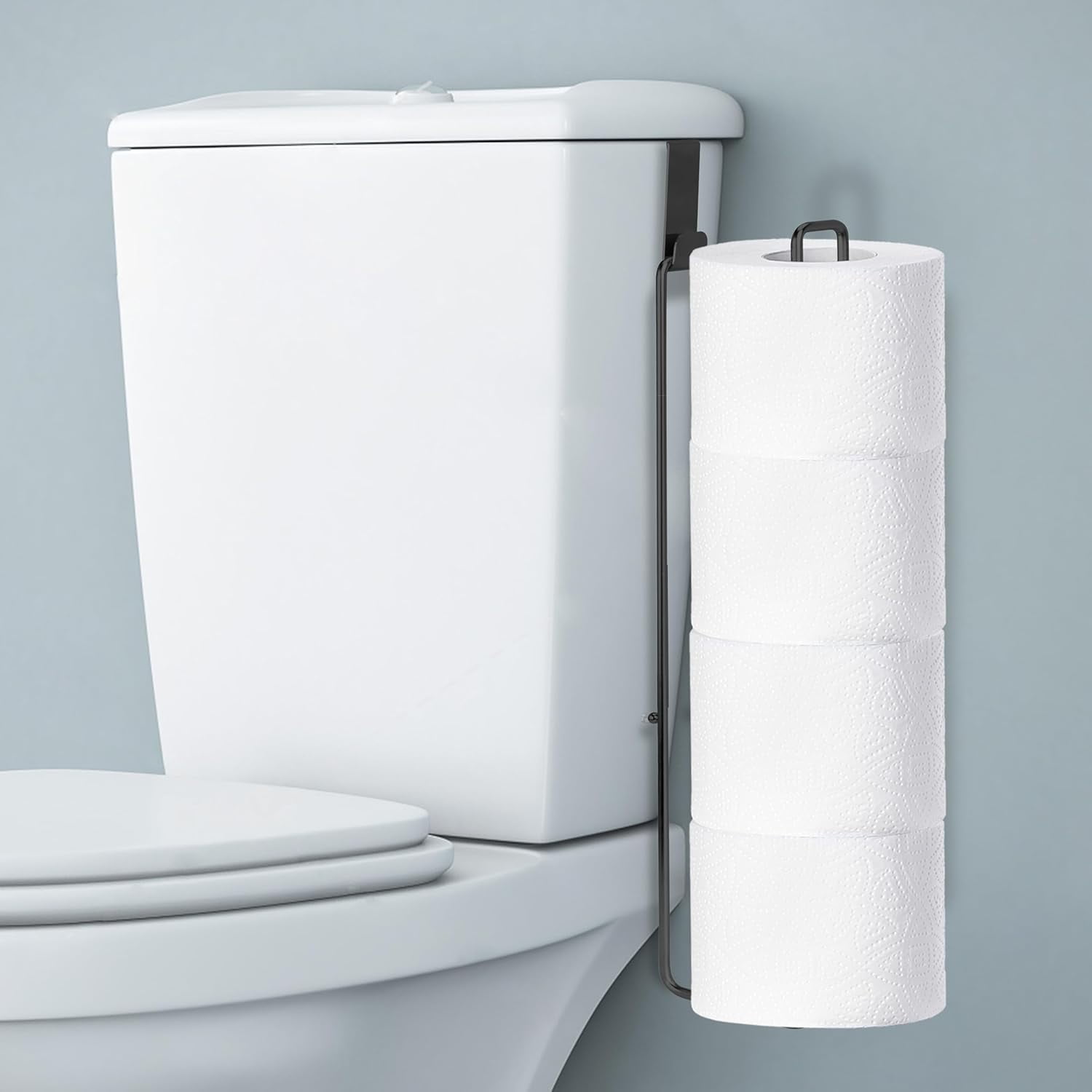FREEAMG Black Toilet Paper Holder for 4 Rolls Tissue, Over The Tank ...