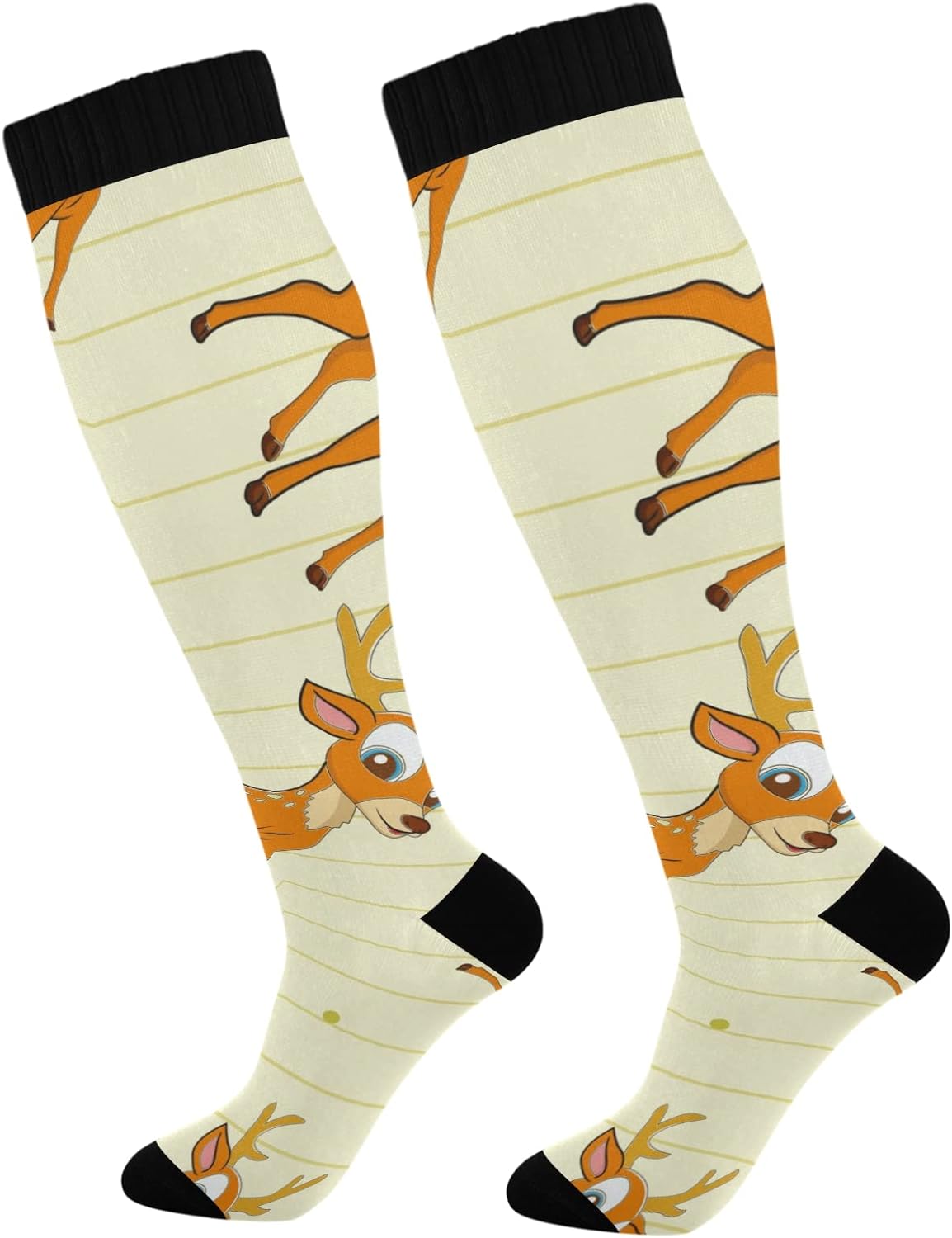 FREEAMG Black and White Cow Pattern Compression Socks for Women and Men ...