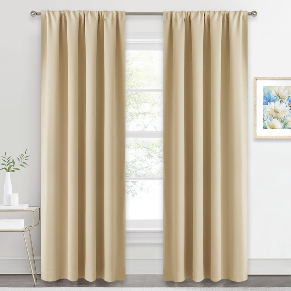 FREEAMG Blackout Curtains for Living Room, Large Window Shades for Bay ...