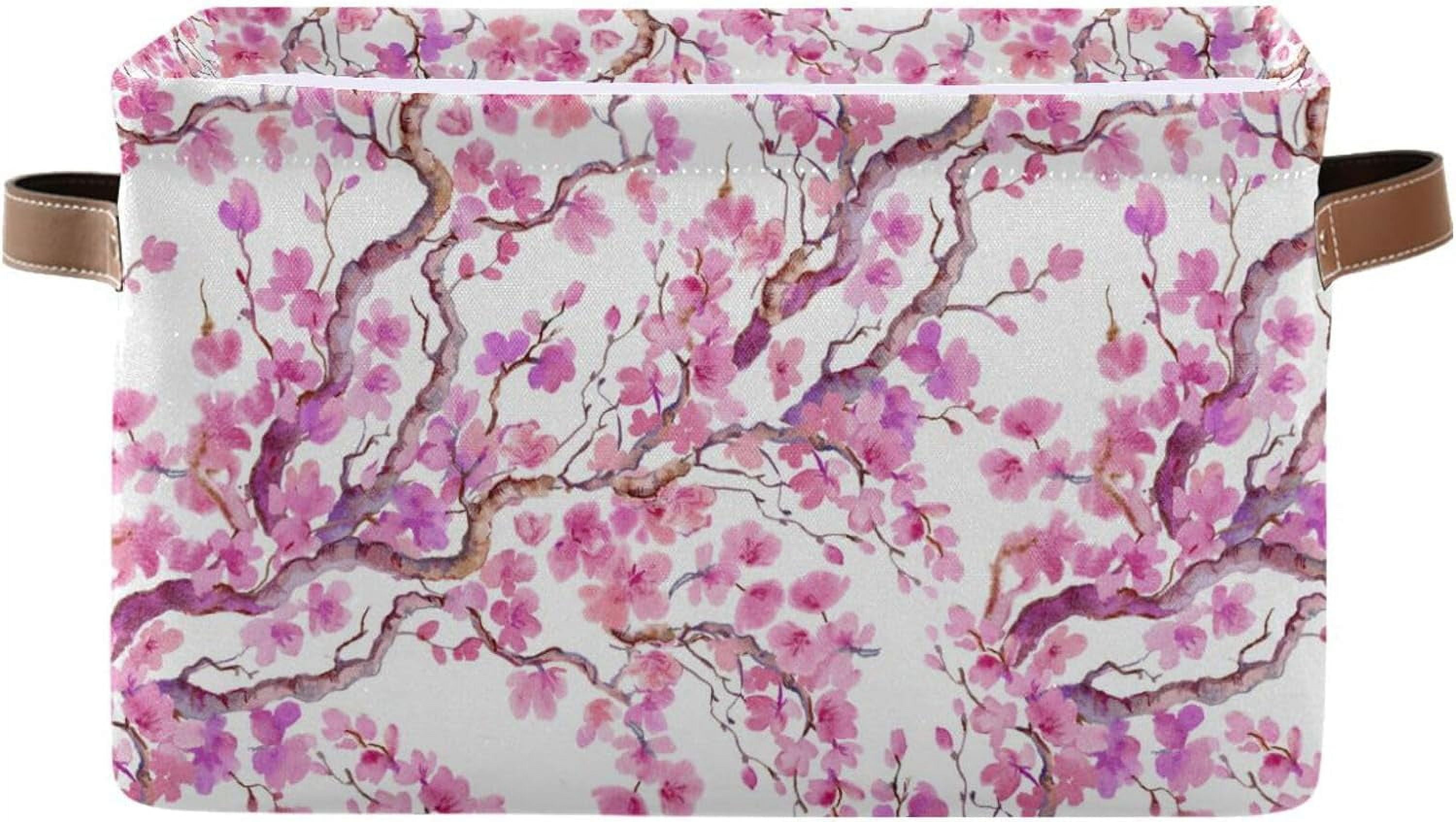 FREEAMG Blossom Cherry Foldable Canvas Storage Bin, Sturdy Fabric ...