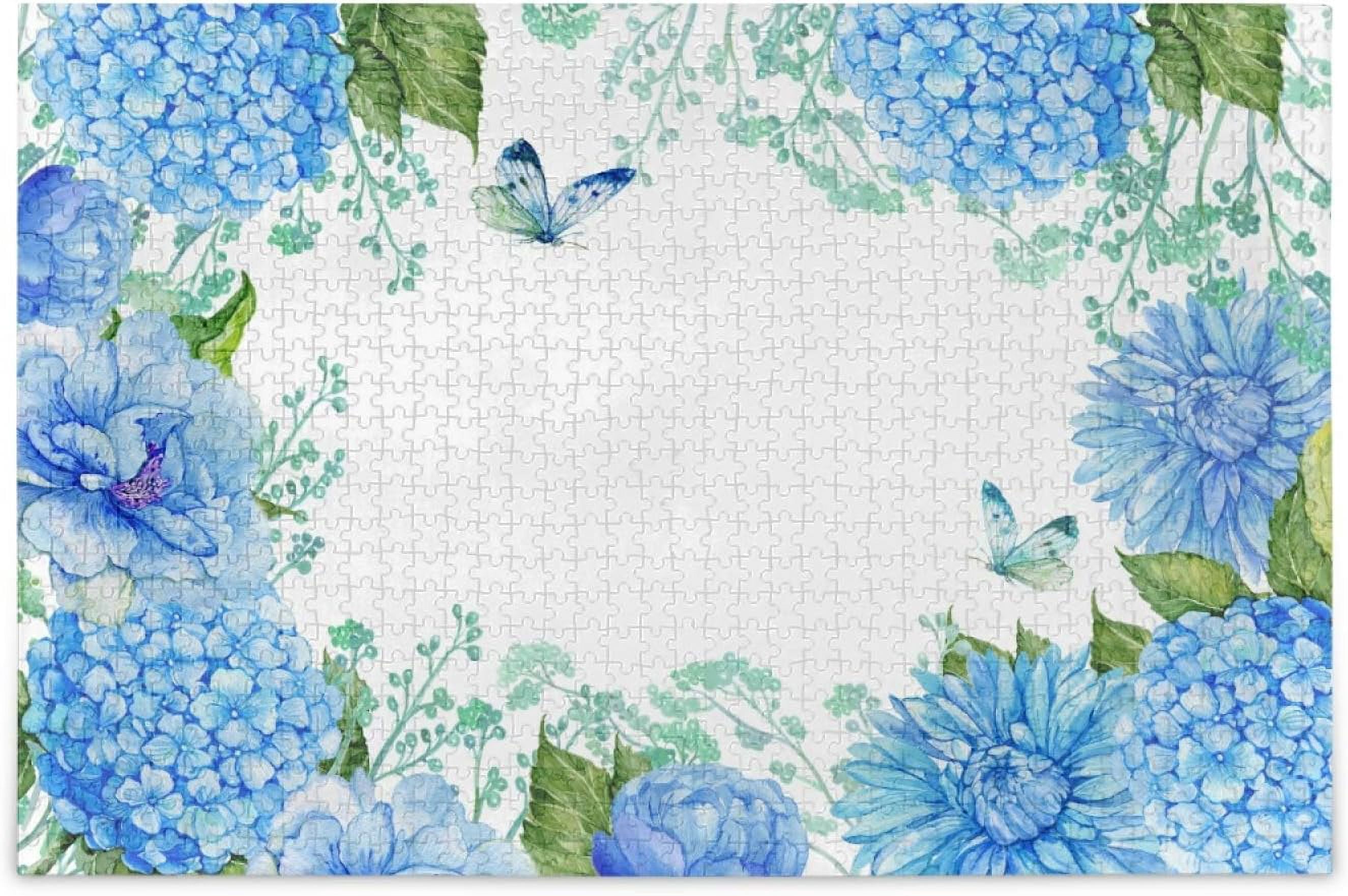 FREEAMG Blue Hydrangea Flowers Puzzle for Adults 1000 Piece Puzzles ...