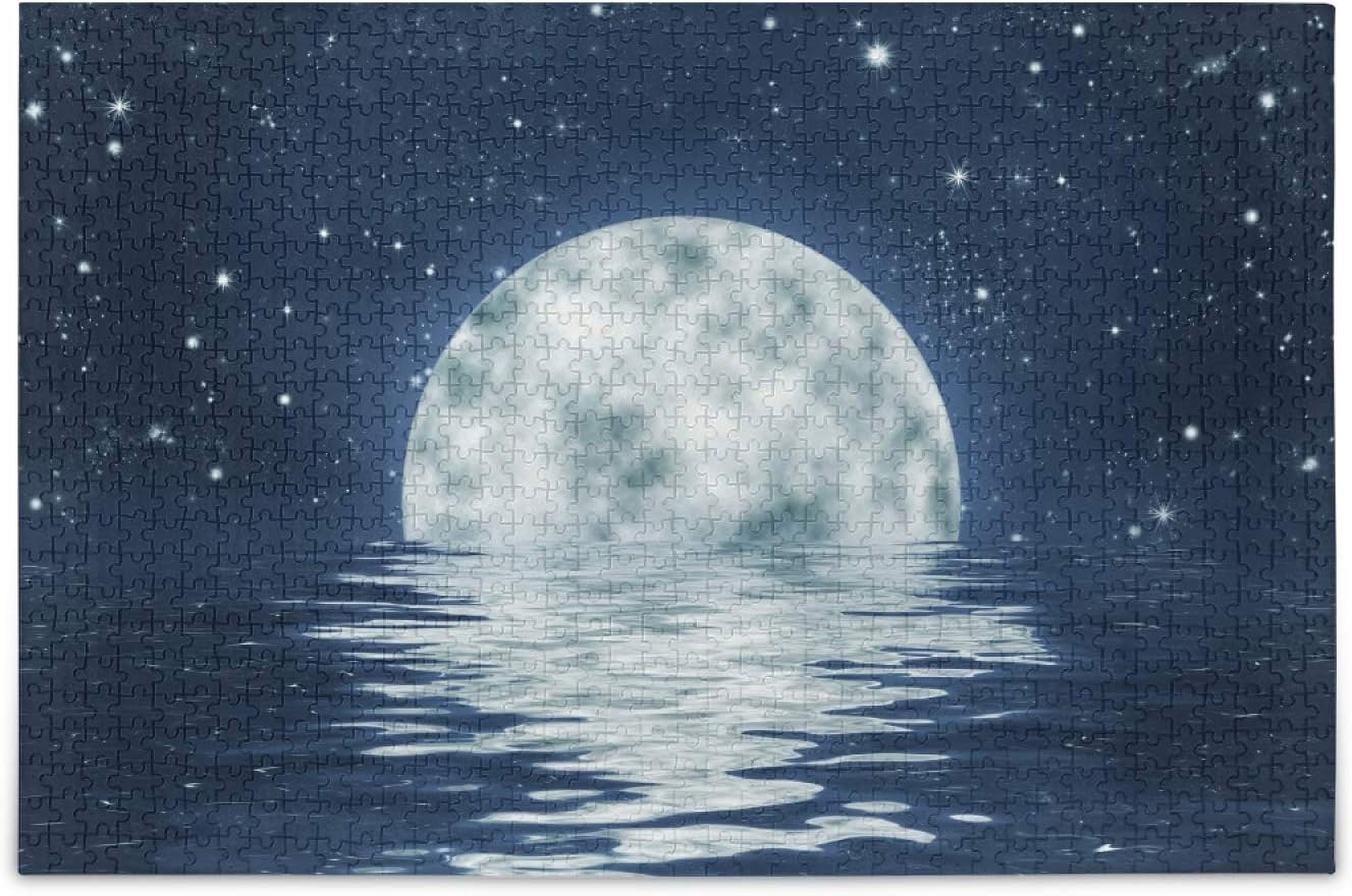FREEAMG Blue Night Sky Full Moon Puzzle for Adults 1000 Piece Puzzles ...