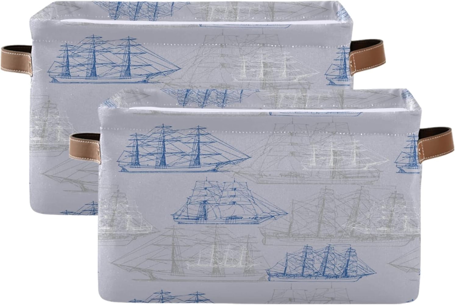 FREEAMG Blue Painting Boat Storage Bin for Toy Storage Basket Dirty ...