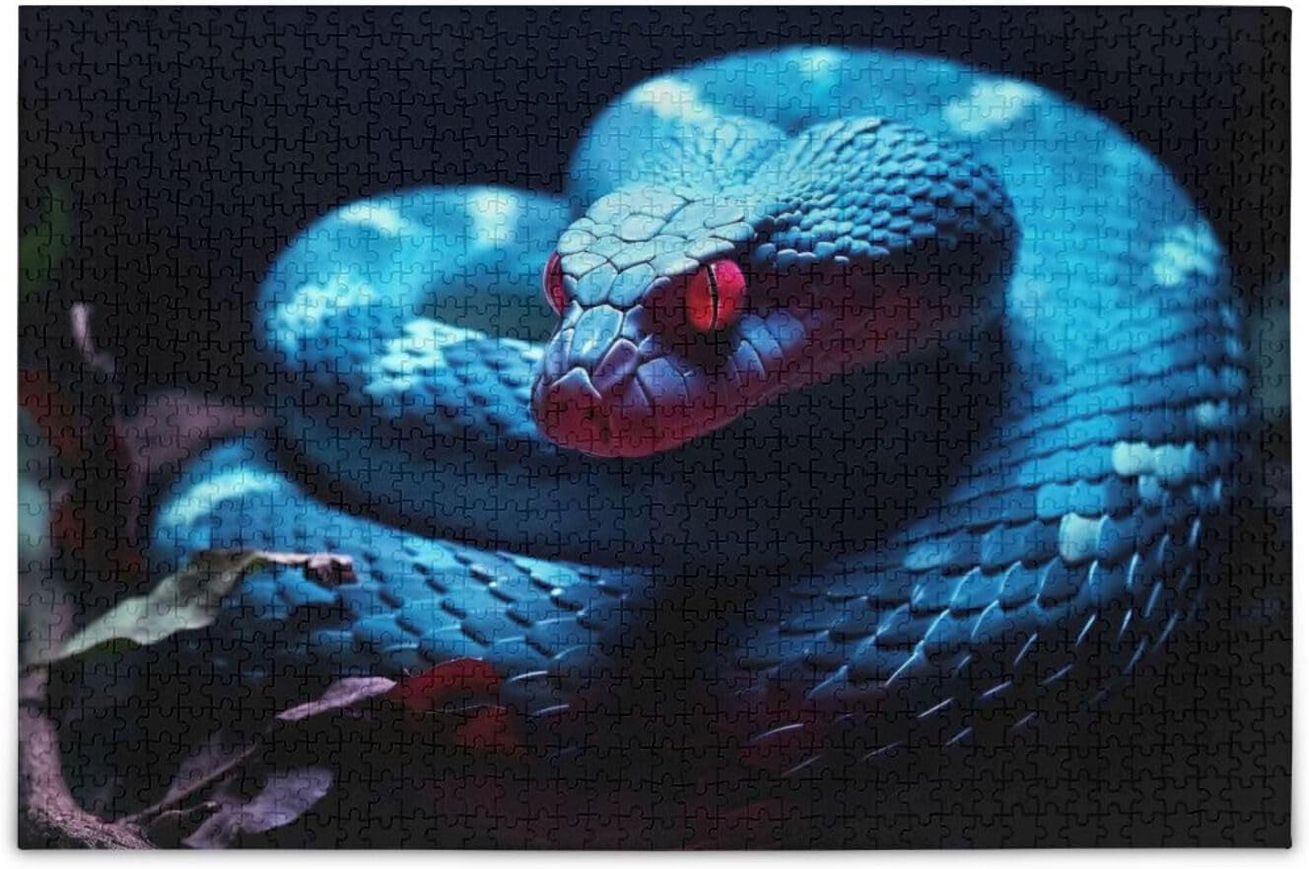FREEAMG Blue Patterned Snake Jigsaw Puzzles for Adults 500 Pieces ...