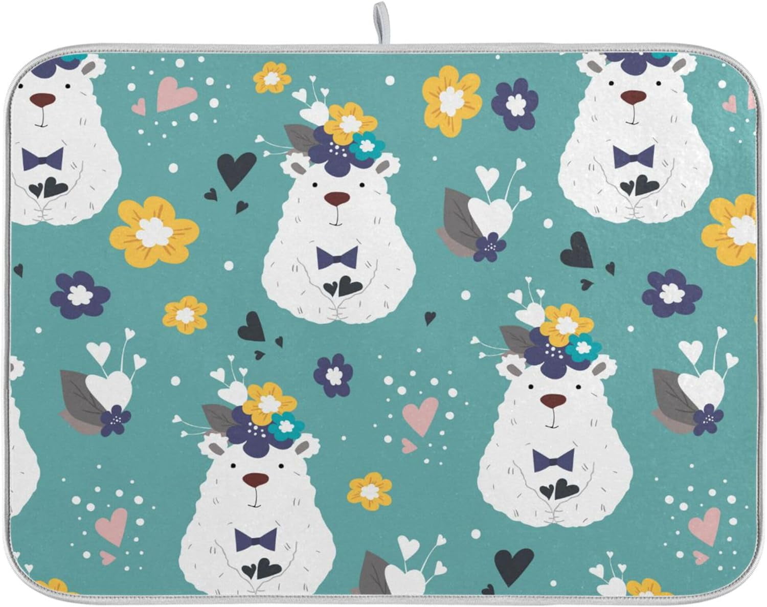 FREEAMG Blue Polar Bear Dish Drying Mats for Kitchen Counter, Heat ...