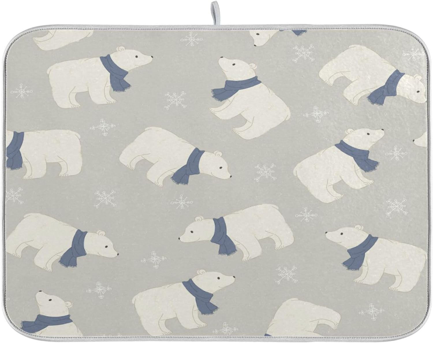 FREEAMG Blue Polar Bear Dish Drying Mats for Kitchen Counter, Heat ...