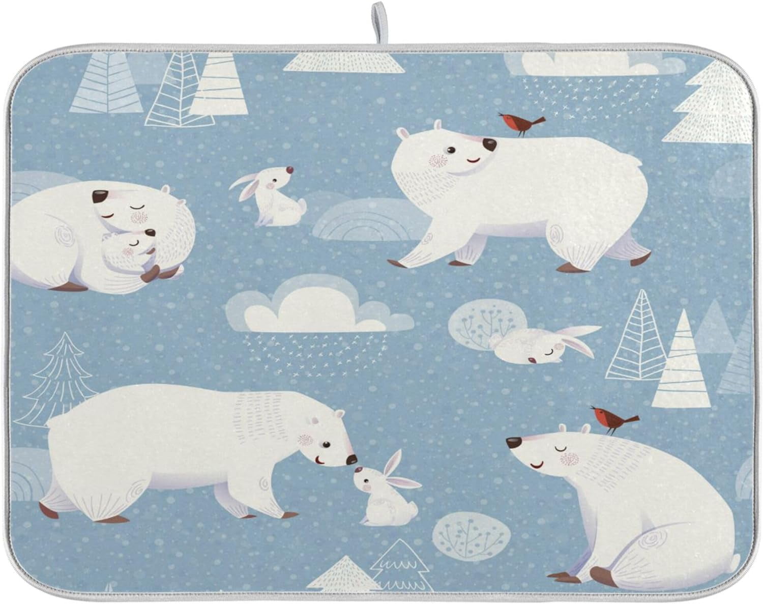 FREEAMG Blue Polar Bear Dish Drying Mats for Kitchen Counter, Heat ...